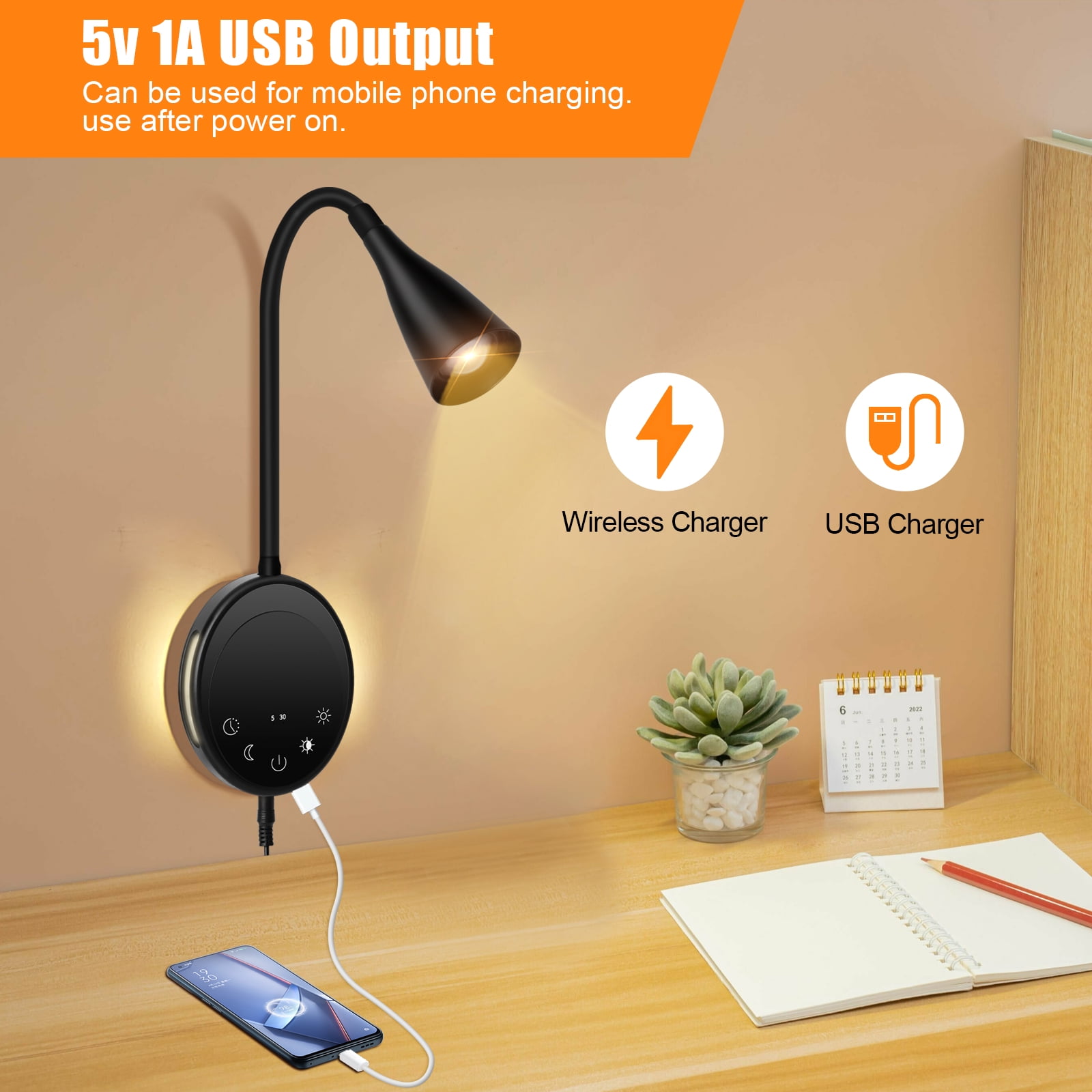 NIWEIDENG LED wall-mounted reading light, book light for reading in bed ...