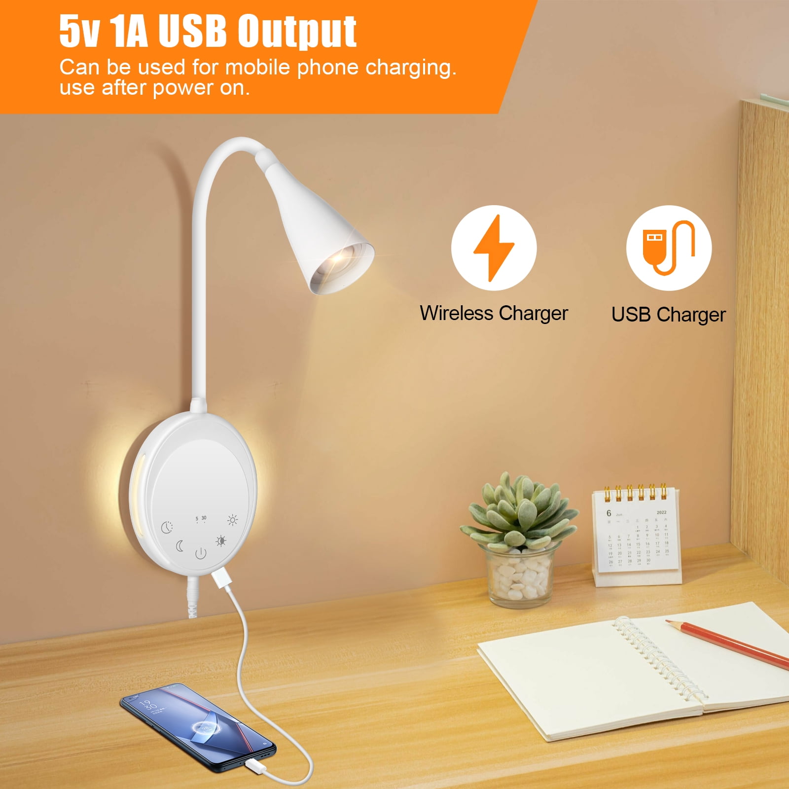 NIWEIDENG LED wall-mounted reading light, book light for reading in bed ...
