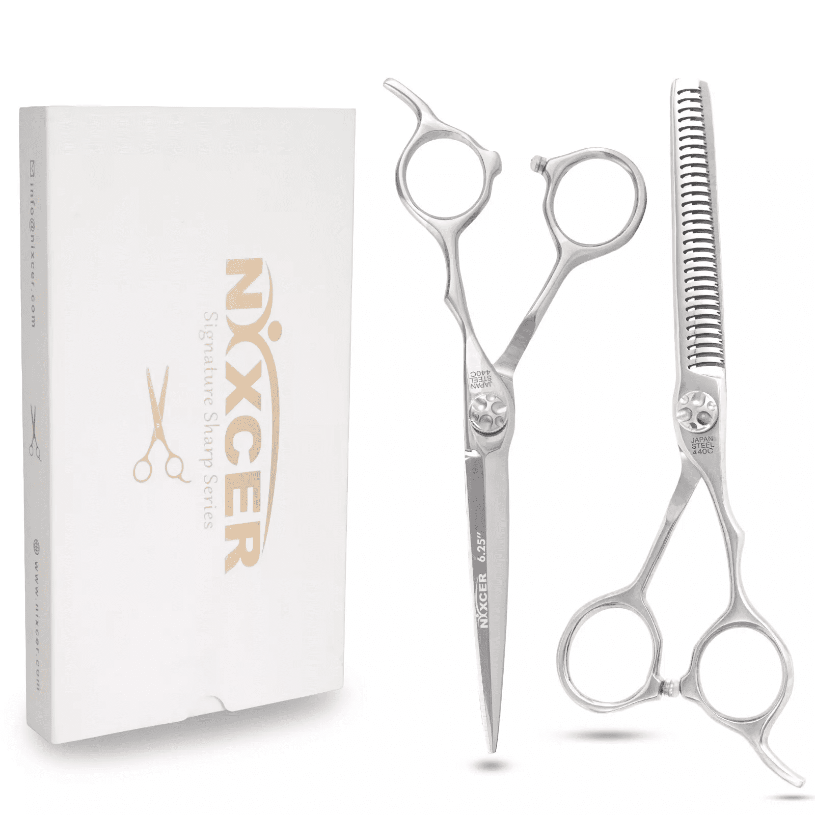 NIXCER PROFESSIONAL SERIES 6.25" ARC HAIR CUTTING AND THINNING SCISSORS ...