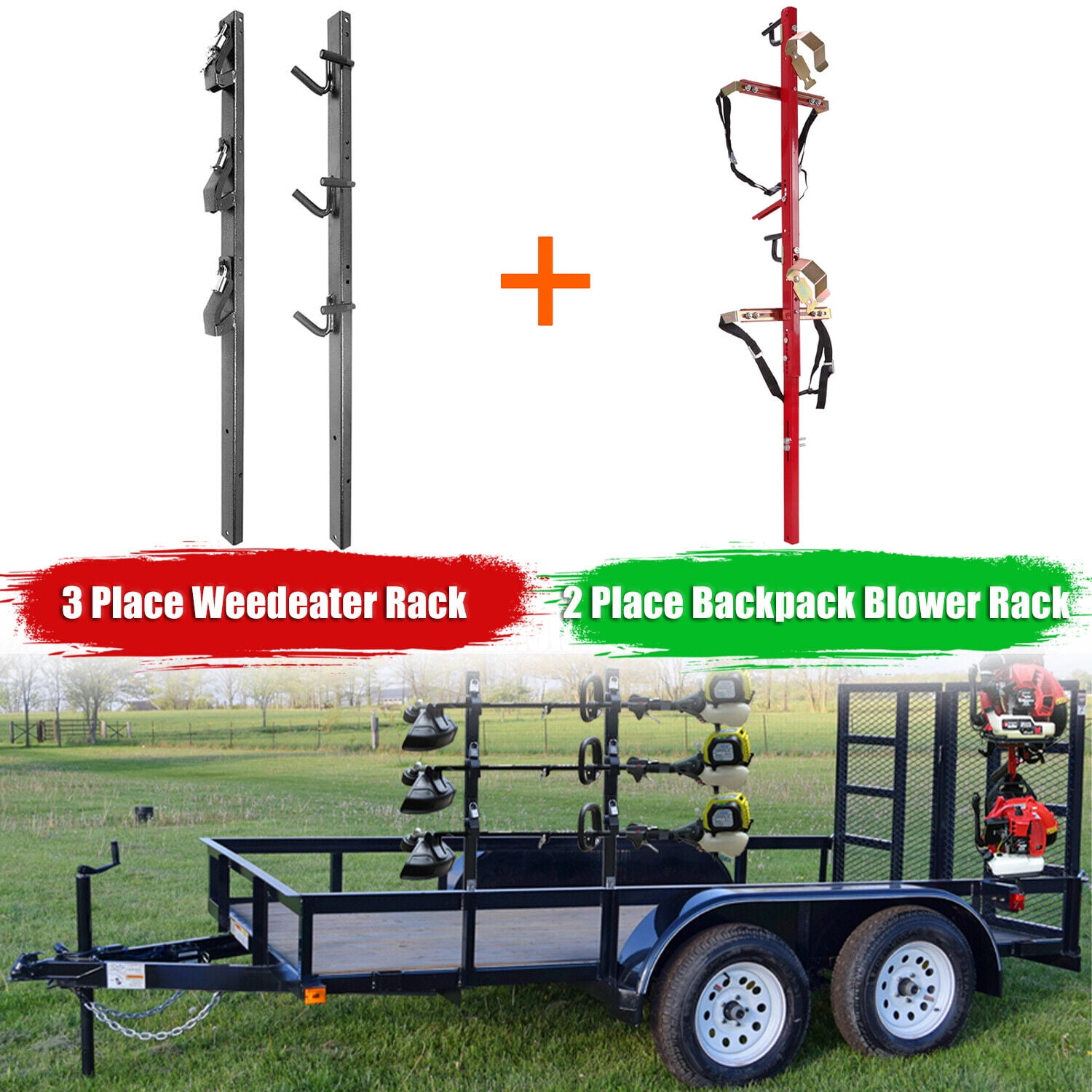 NIXFACE 3 Place Weedeater Rack and 2 Place Backpack Blower Rack for ...
