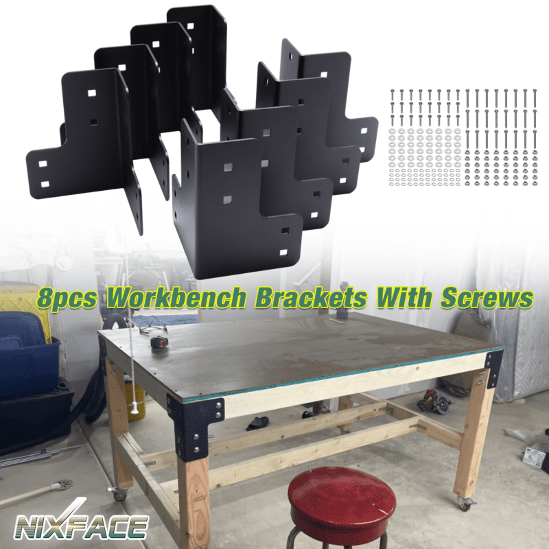 NIXFACE 8pcs Workbench Corner Brackets Kit Steel w/Screws 4x4 for DIY ...