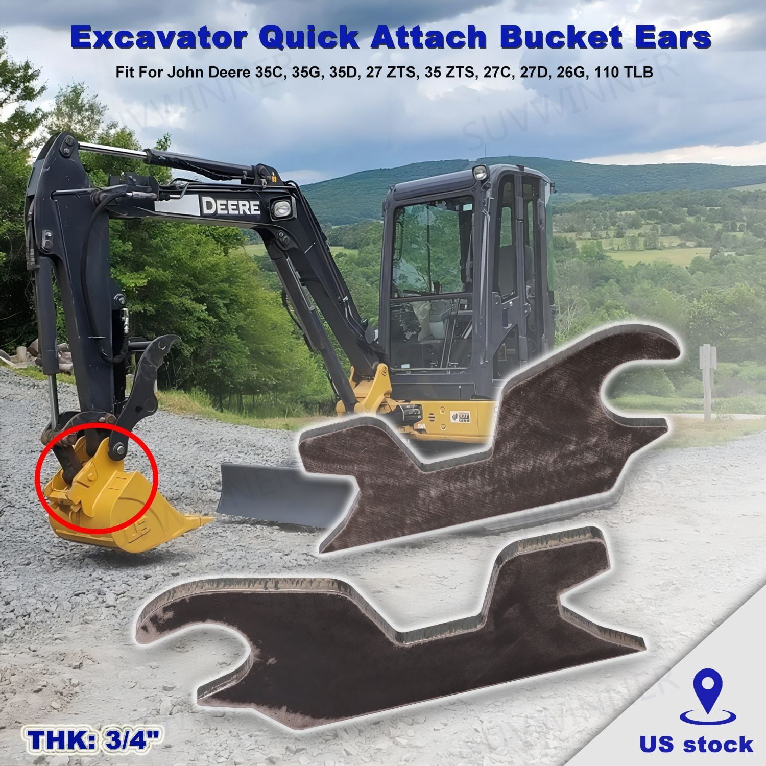 NIXFACE Excavator Quick Attach Bucket Ears fit for John Deere 35 Direct ...