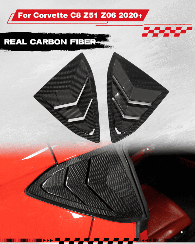 NIXFACE Real Carbon Fiber Side Window louver Cover Trim For Corvette C8 ...