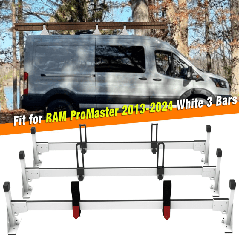 NIXFACE Van Roof Ladder Rack Fit for RAM ProMaster 2013-2024 White 3 ...