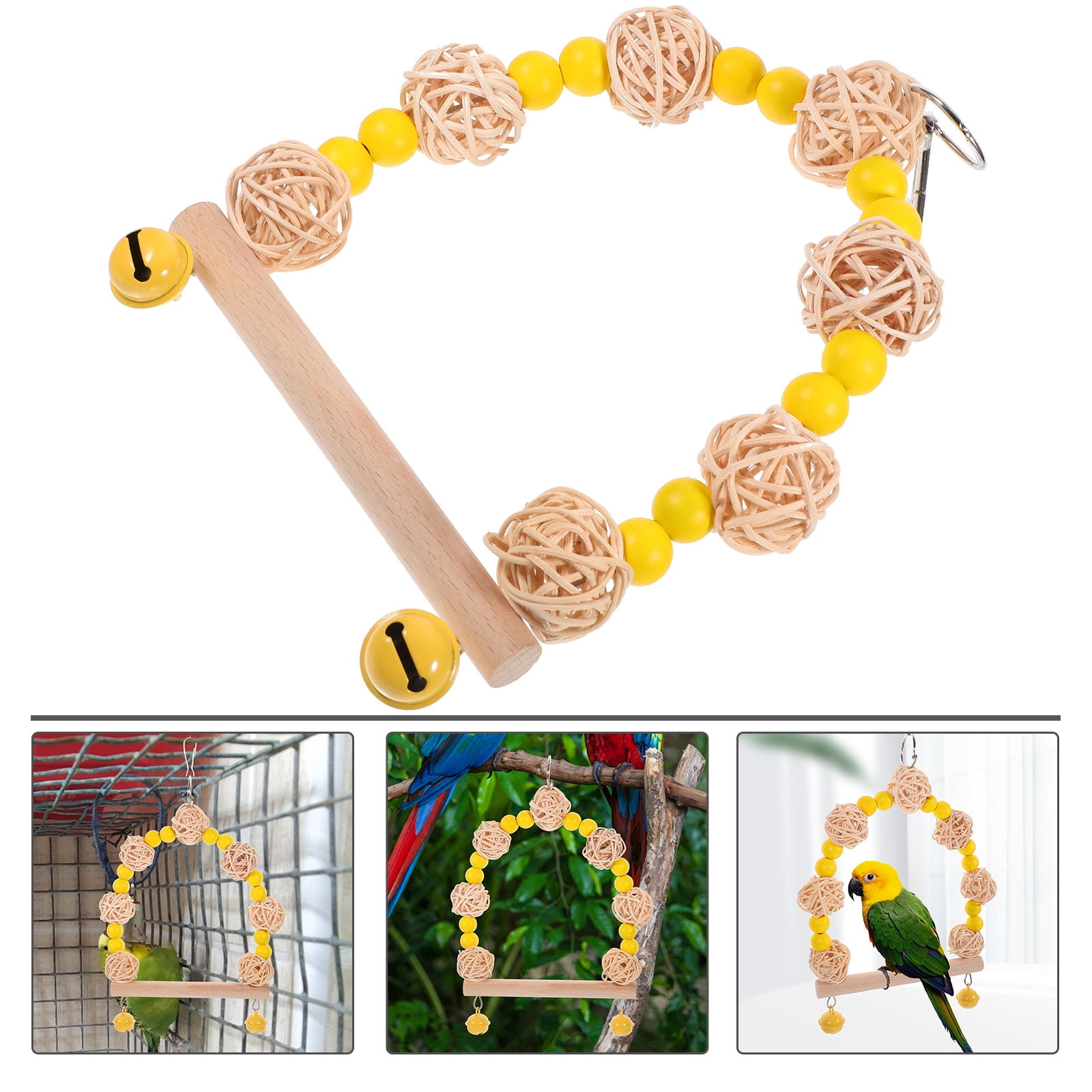 NIYANGLE 1 Set Bird Swings for Small Birds Wooden Hanging Perch 11.6x5 ...