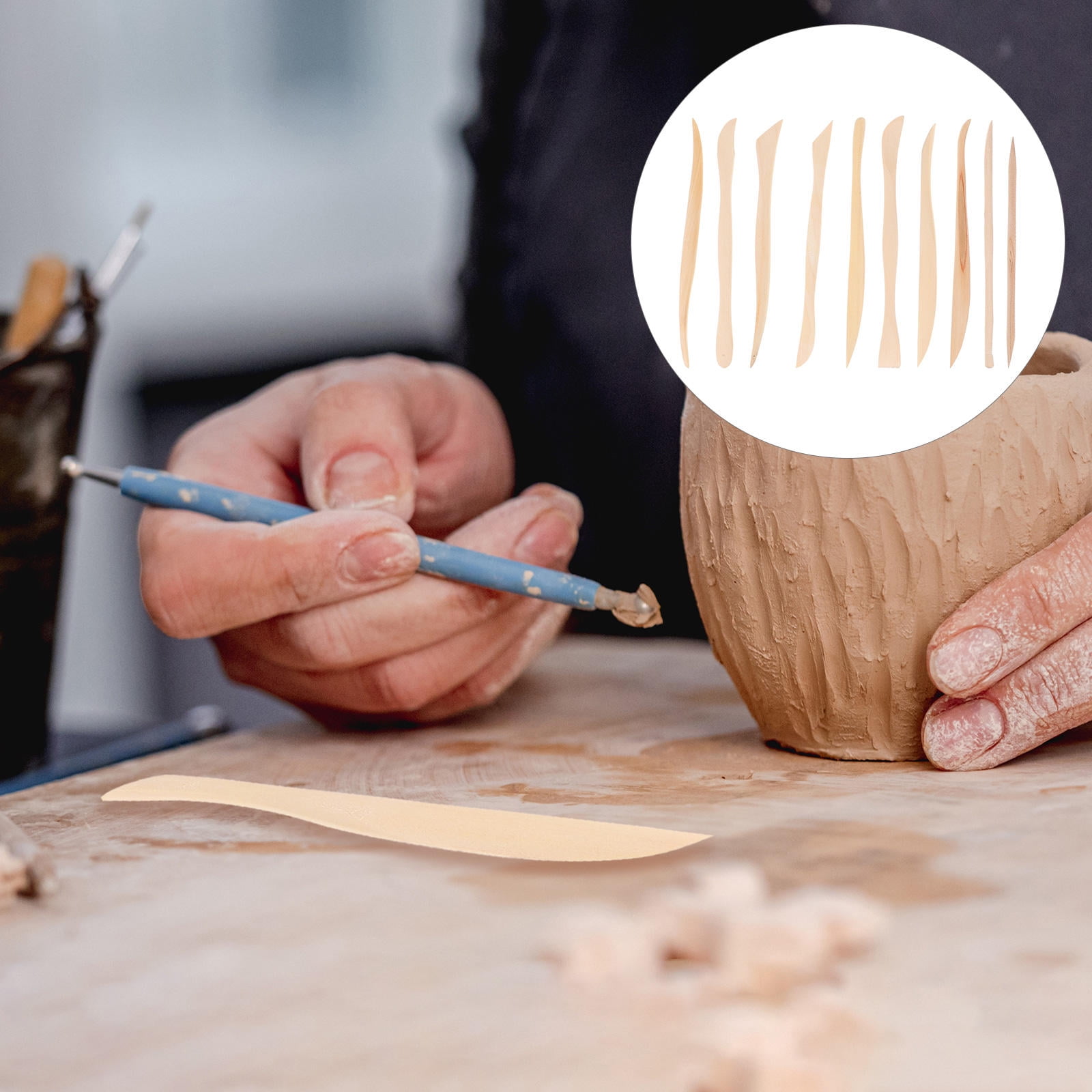 NIYANGLE 10 x Wax Sculpting Tools Beige Wood Carving Shaping Scraping ...