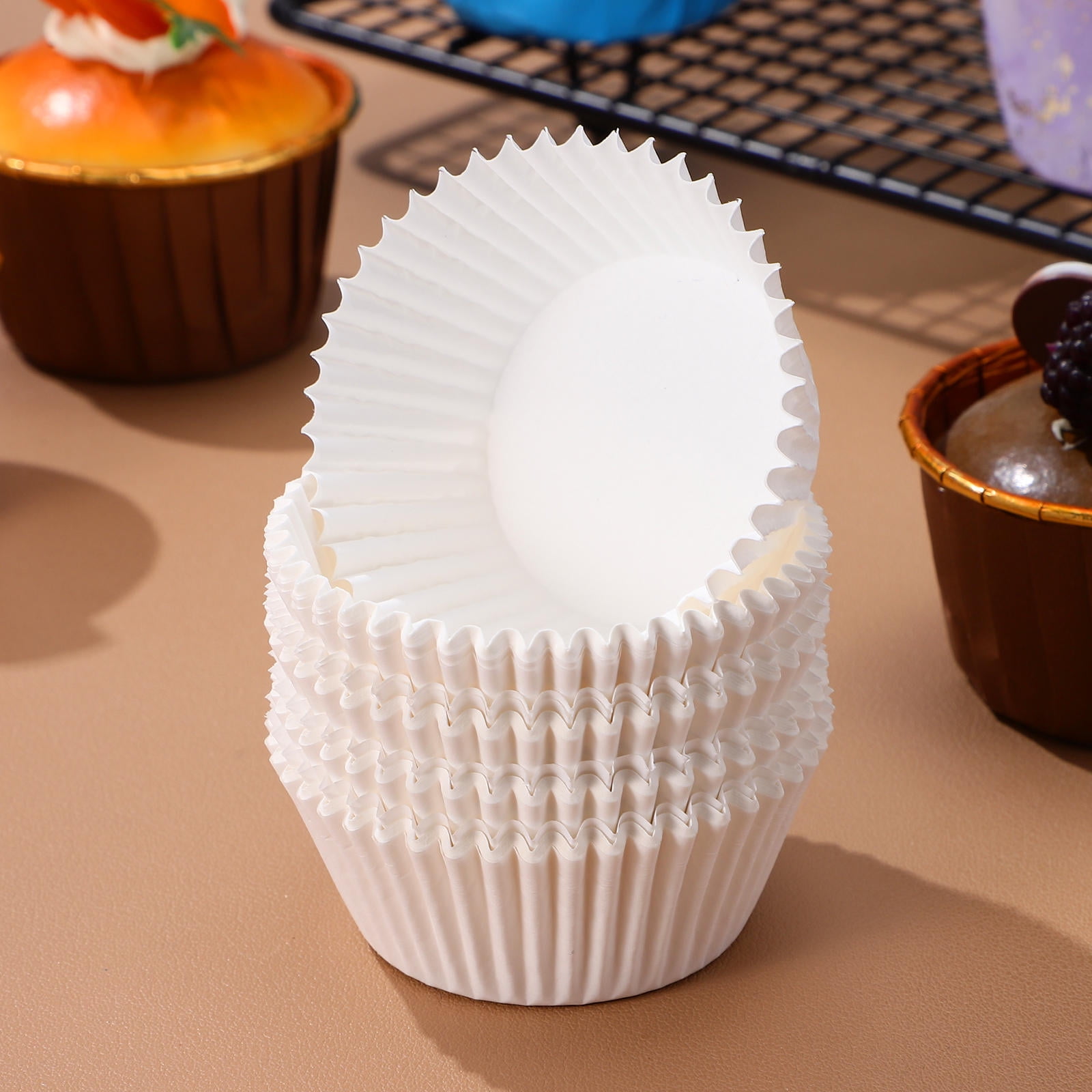NIYANGLE 100Pcs Muffin Papers Baking Cups White Food Grade For Bridal ...