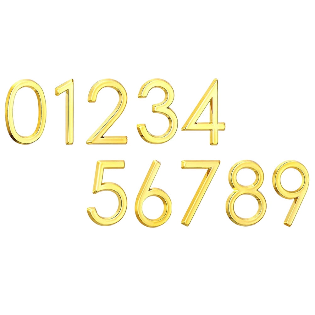 NIYANGLE Room Numbers House Number Sticker Golden ABS 10Pcs - Walmart.com