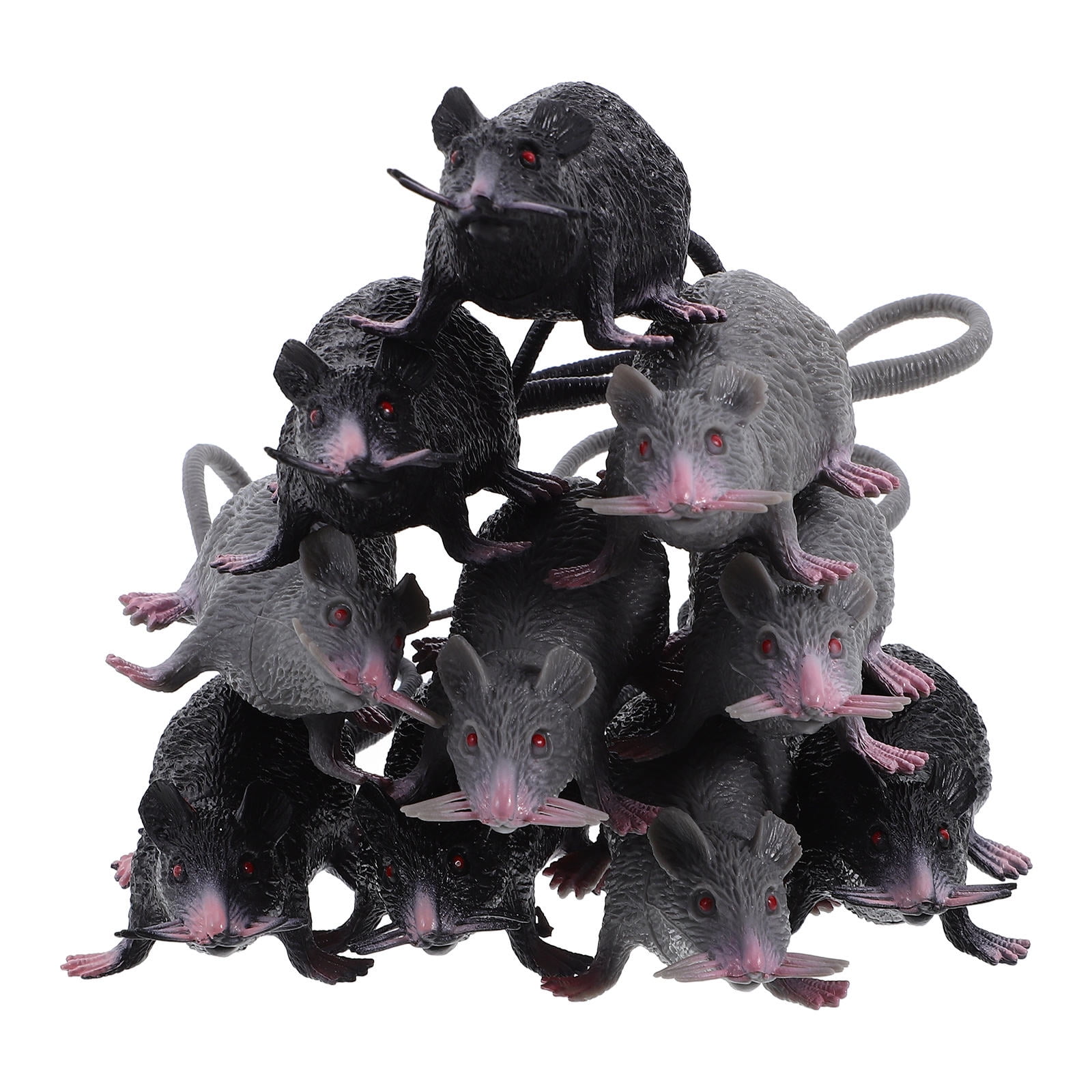NIYANGLE 10Pcs Prank Stuff Fake Rat Model Gray Black PVC for and Horror ...