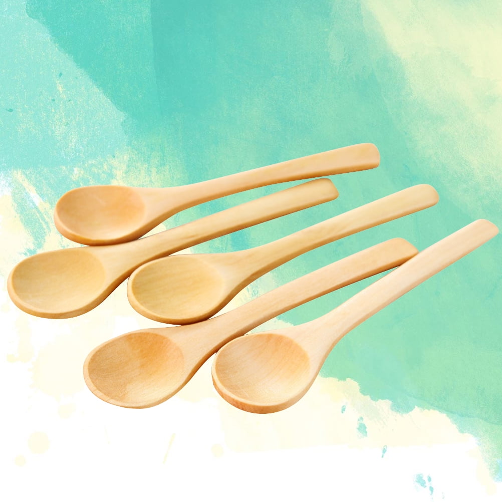 NIYANGLE 10Pcs Small Serving Spoons for Dips Beige 5.1 x 1.2 x 0.4in ...