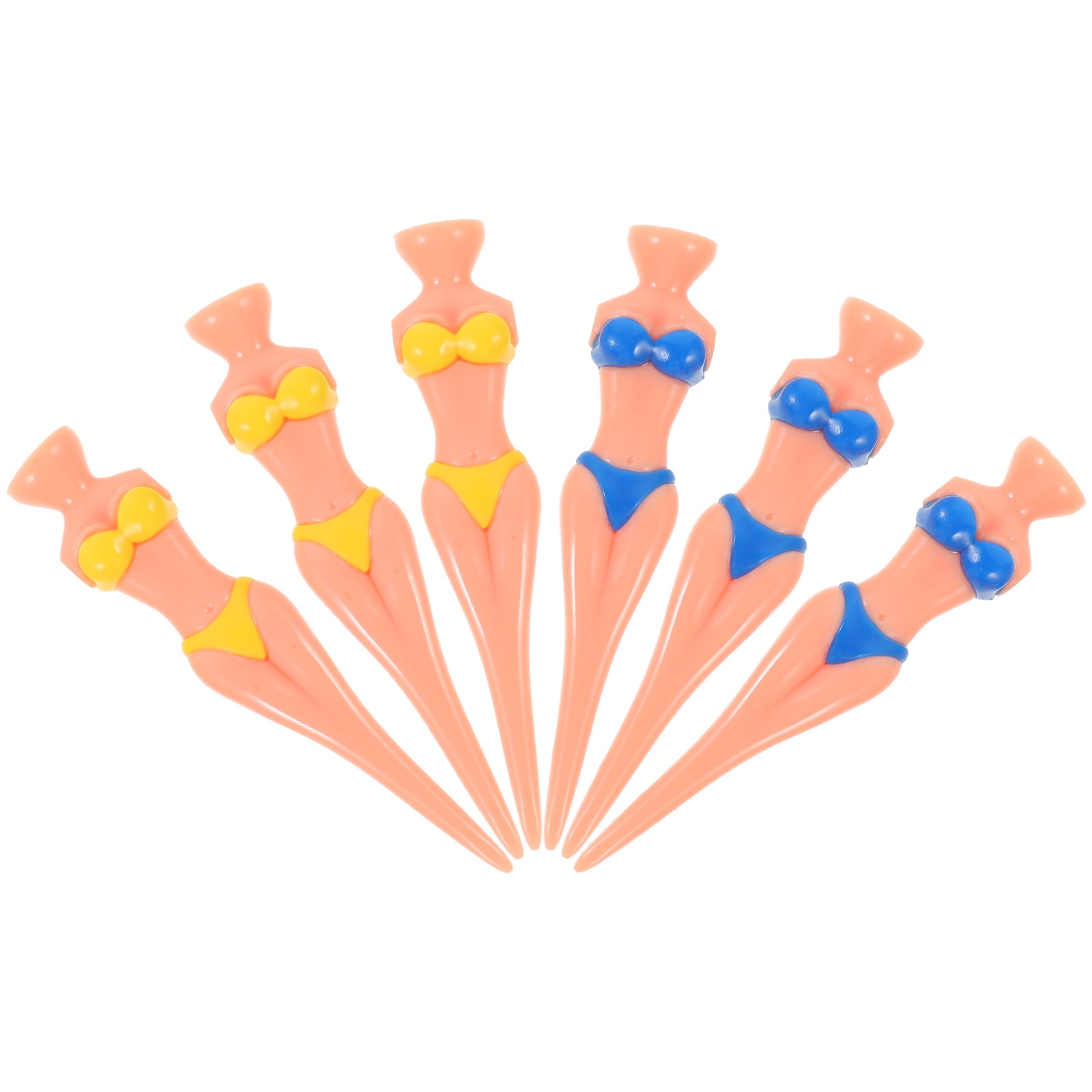 NIYANGLE 12Pcs Golf Tees Plastic Lady Shape Blue Yellow Pink 3.0x0.8x0.7in for Stable Placement ...