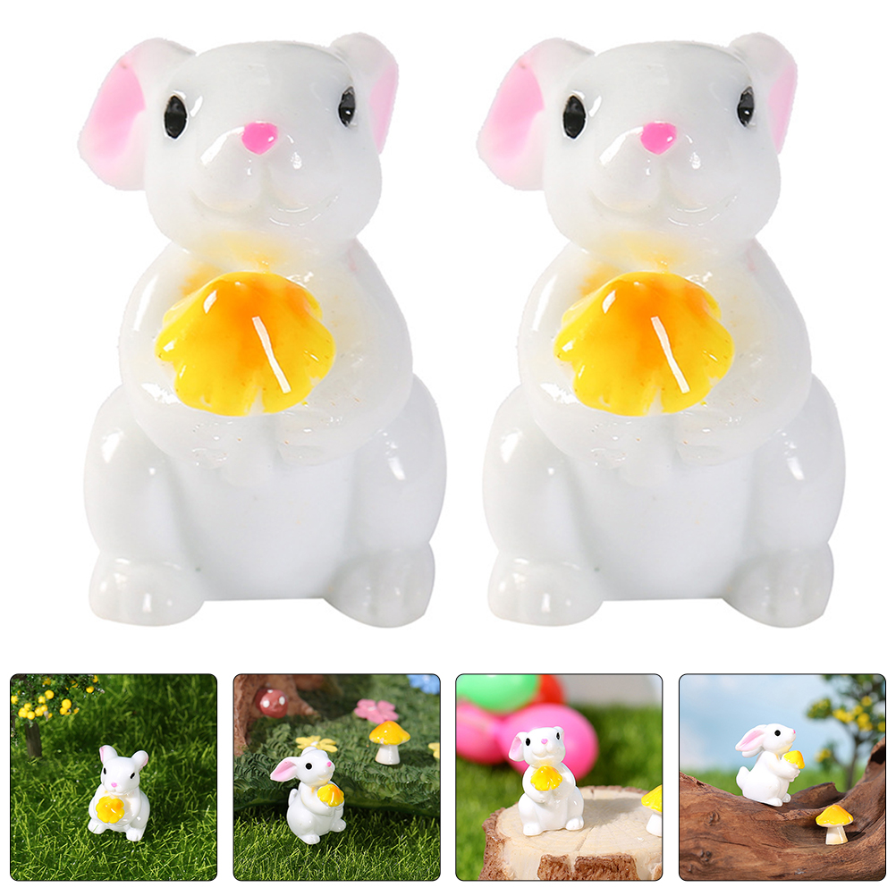 NIYANGLE 12Pcs Mini Resin Bunny Figurine White Cartoon Rabbit ...