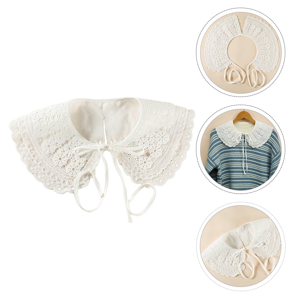 NIYANGLE 1Pc White Lace Collar for Women in Shawl Shape with Blended ...