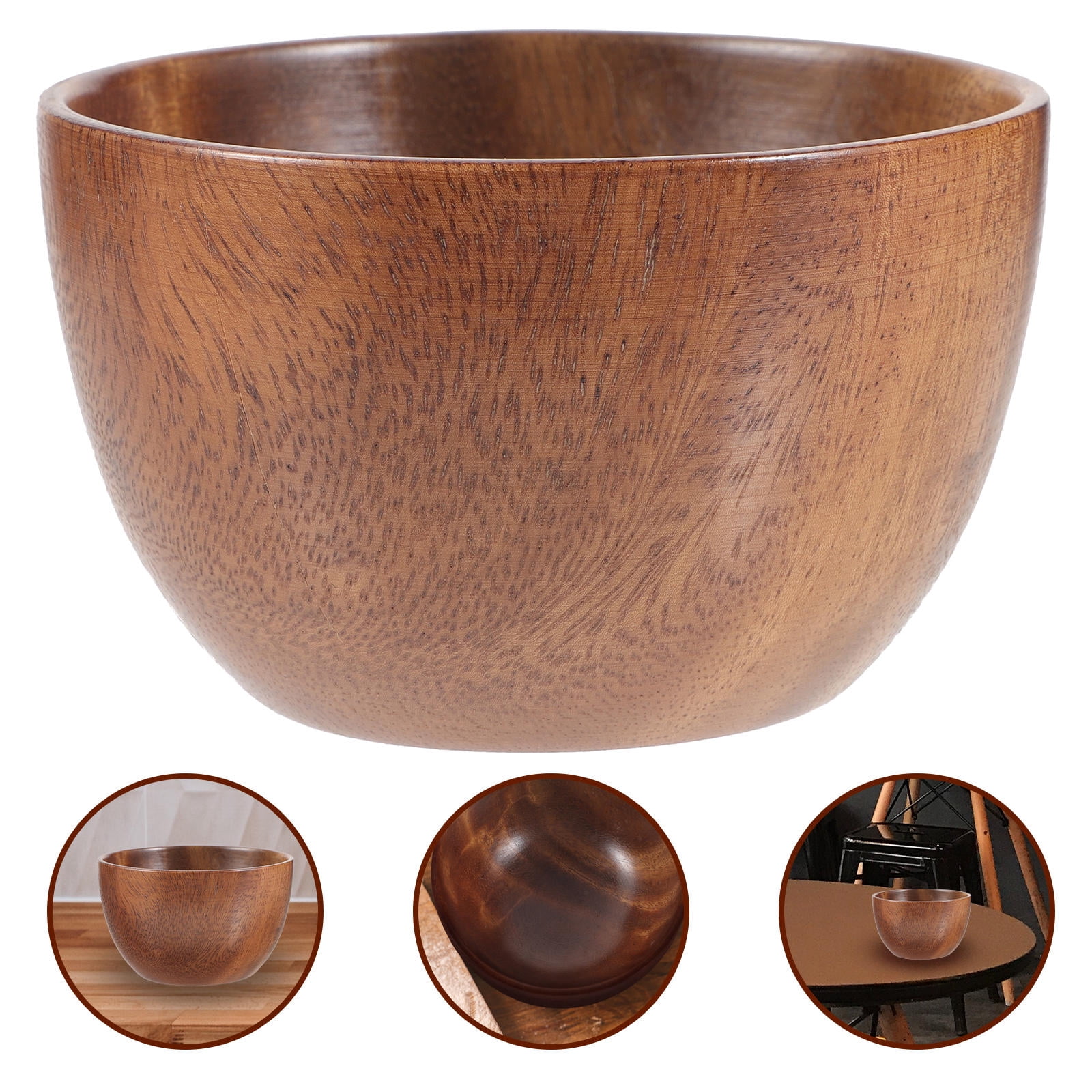 NIYANGLE 1Pcs Coffee Colored Wooden Bowl Small Fruit Bowl for Home Use ...
