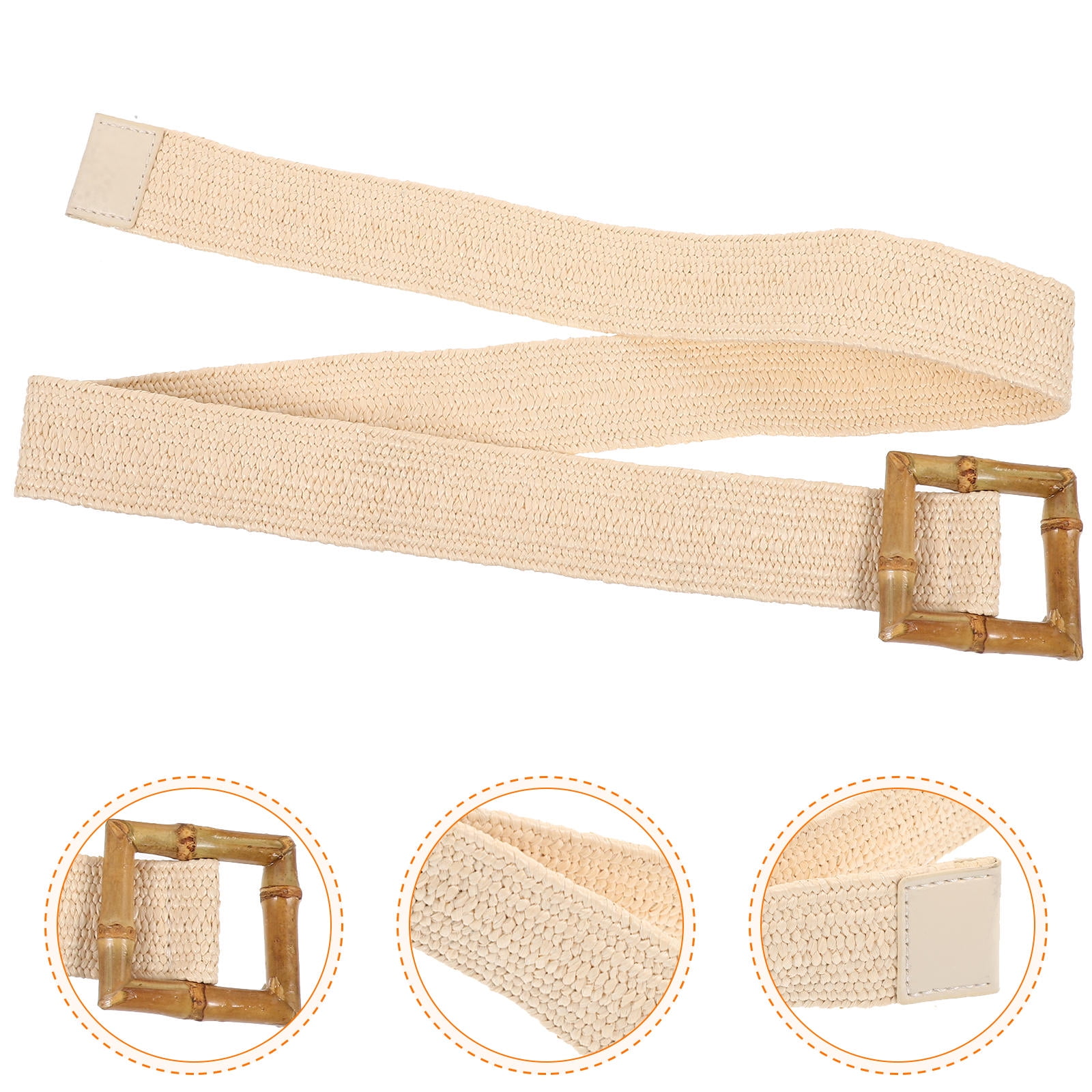 NIYANGLE 1Pcs Khaki Ethnic Wind Woven Structure Waist Belt Nylon Bamboo ...