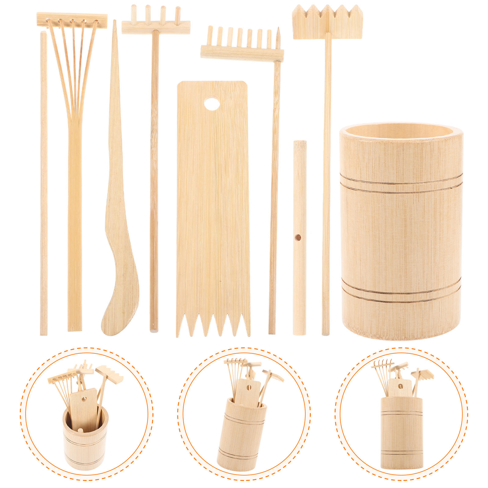 NIYANGLE 1Set Miniature Rake Zen Garden Bamboo Material for Garden Work ...