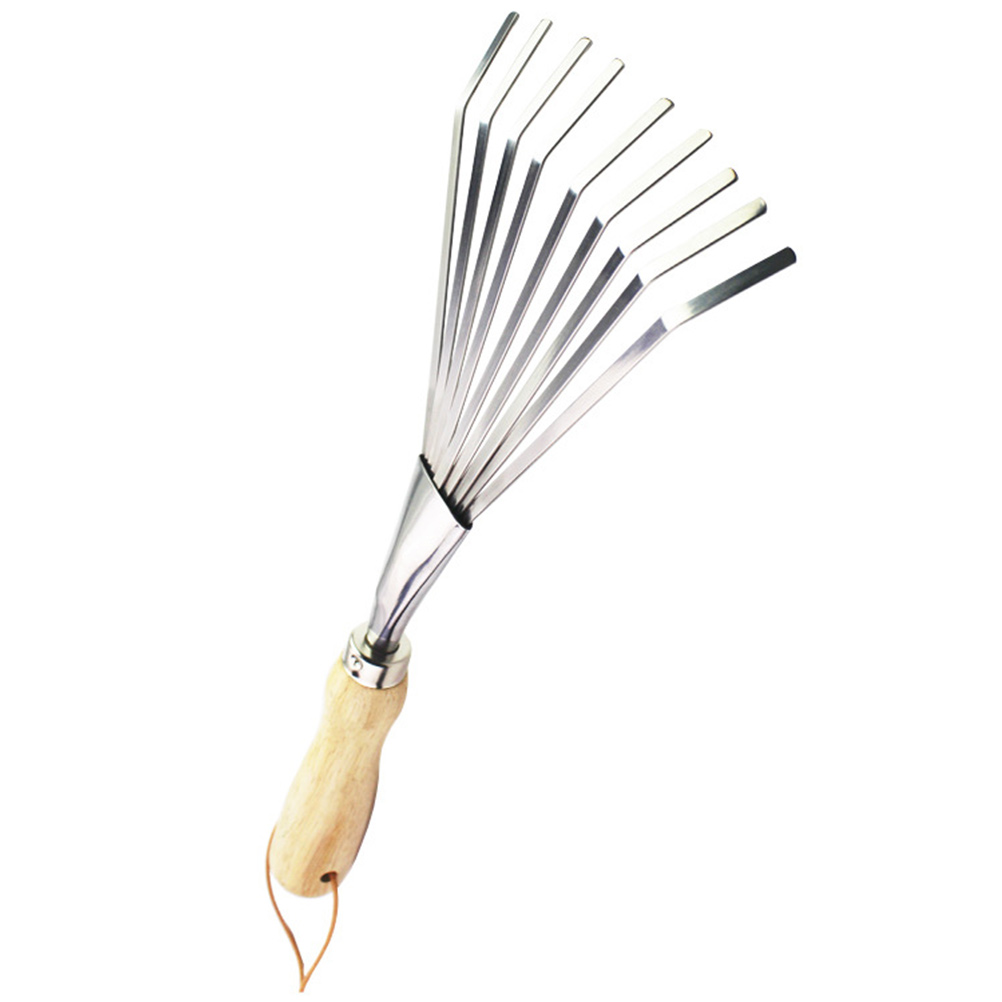 NIYANGLE 1Set Wood Handle Rake for Loosening Soil with 9- and Ergonomic ...