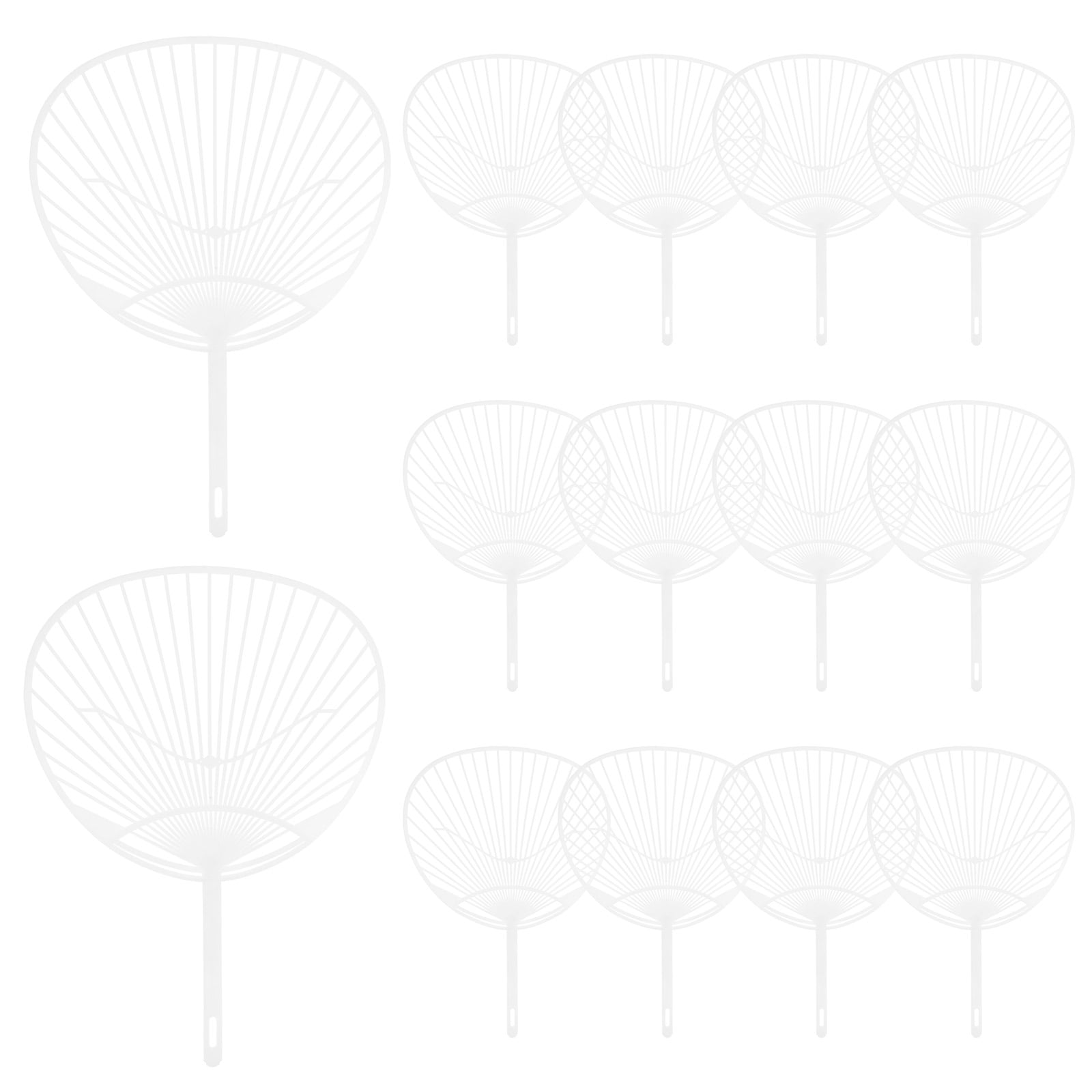 NIYANGLE 20Pack Diy Hand Fan Kit with White Plastic Fan Framework for ...