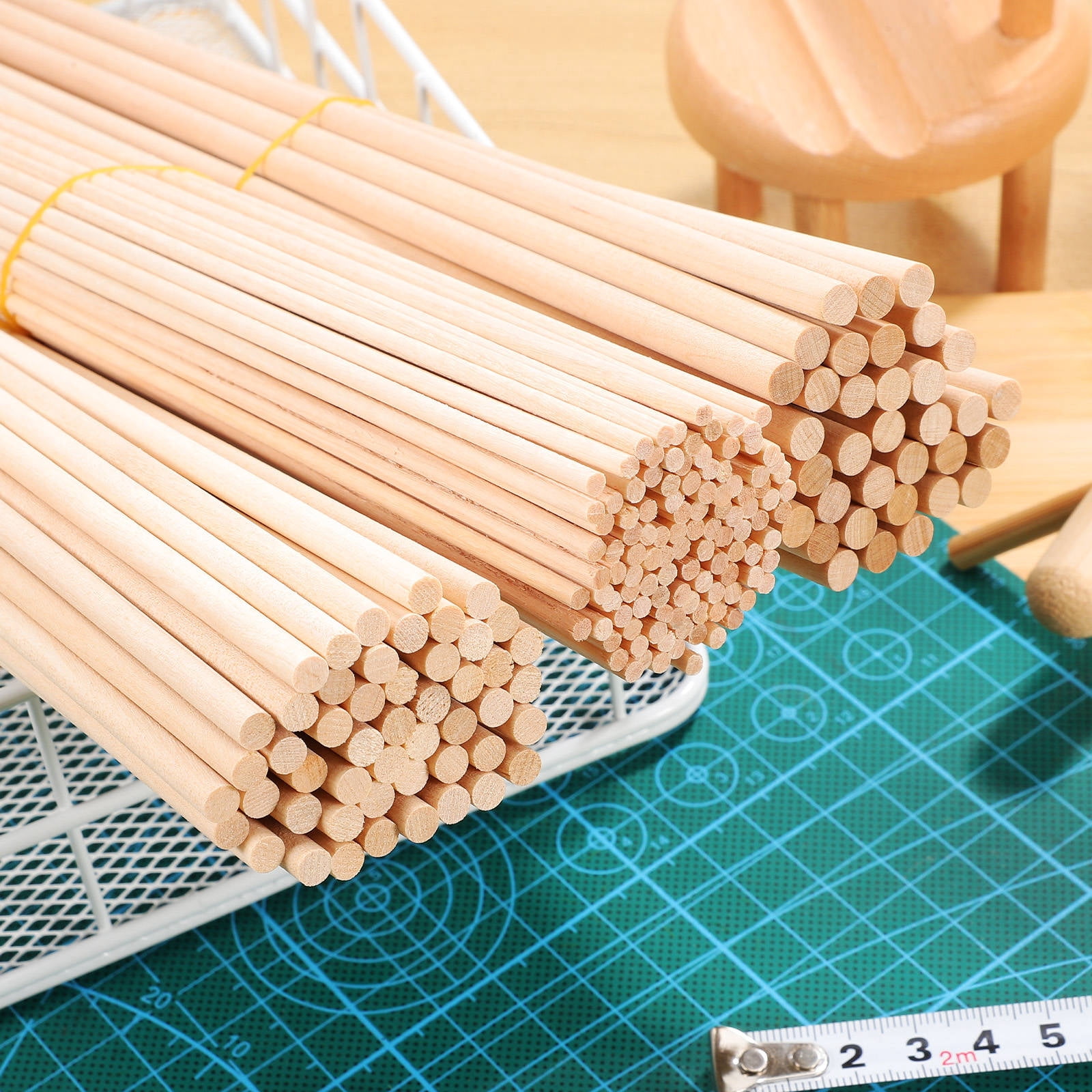 NIYANGLE 215 Pcs Round Wood Sticks For Crafts Beige Birch Wood Supplies ...