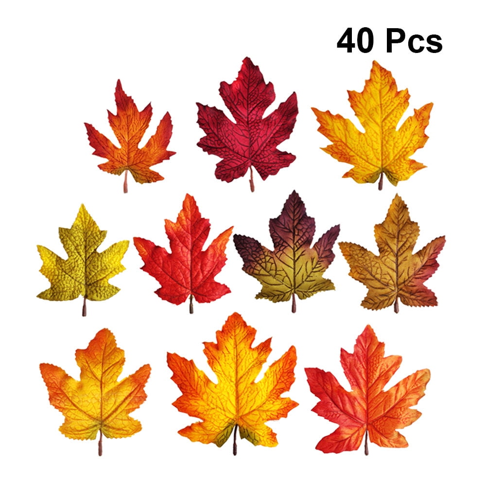 NIYANGLE 40Pcs Fake Maple Leaves Maple Leaf Shape Cloth Material Party ...