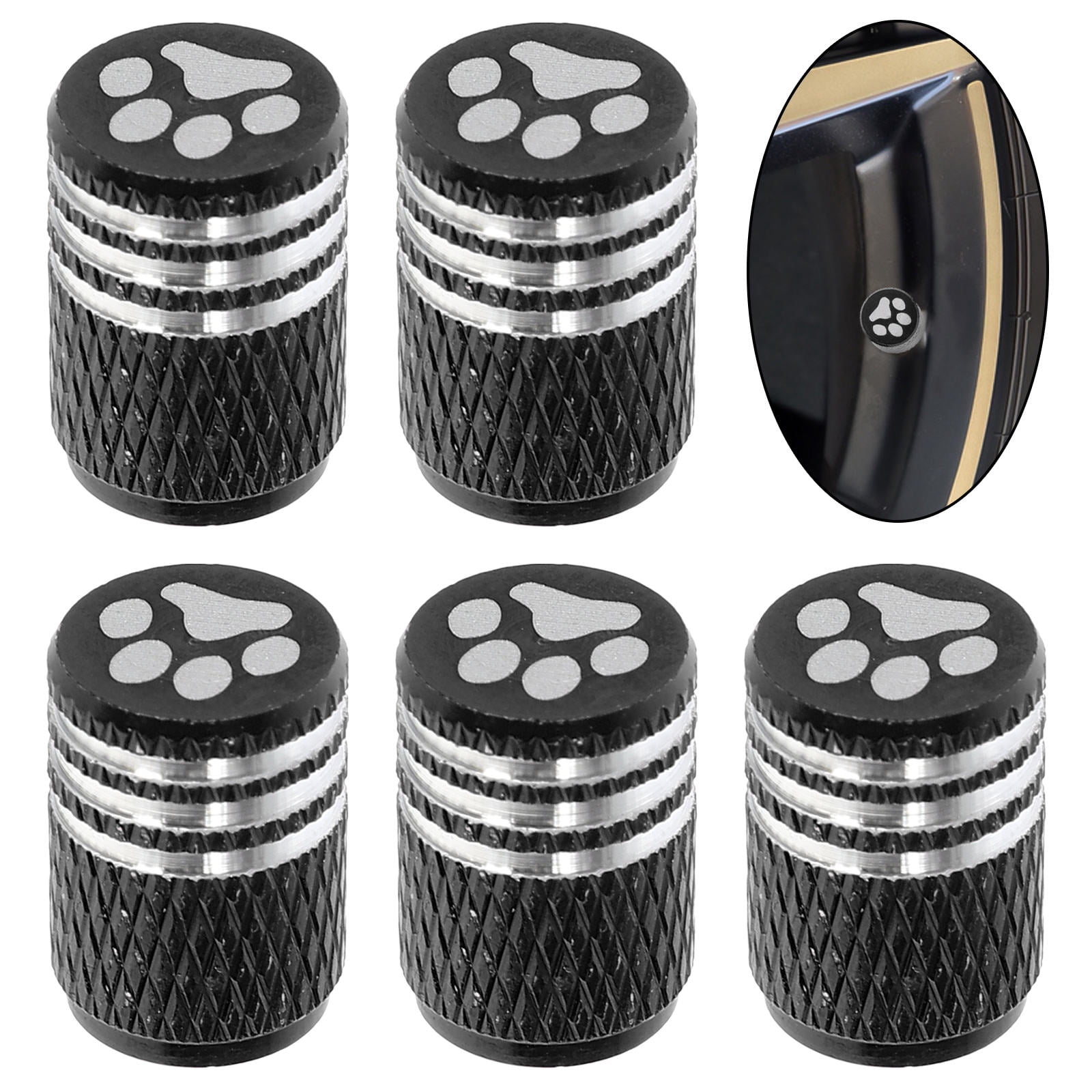 NIYANGLE 5Pcs Circular Black Red Auto Tire Valve Stem Caps for Vehicle ...