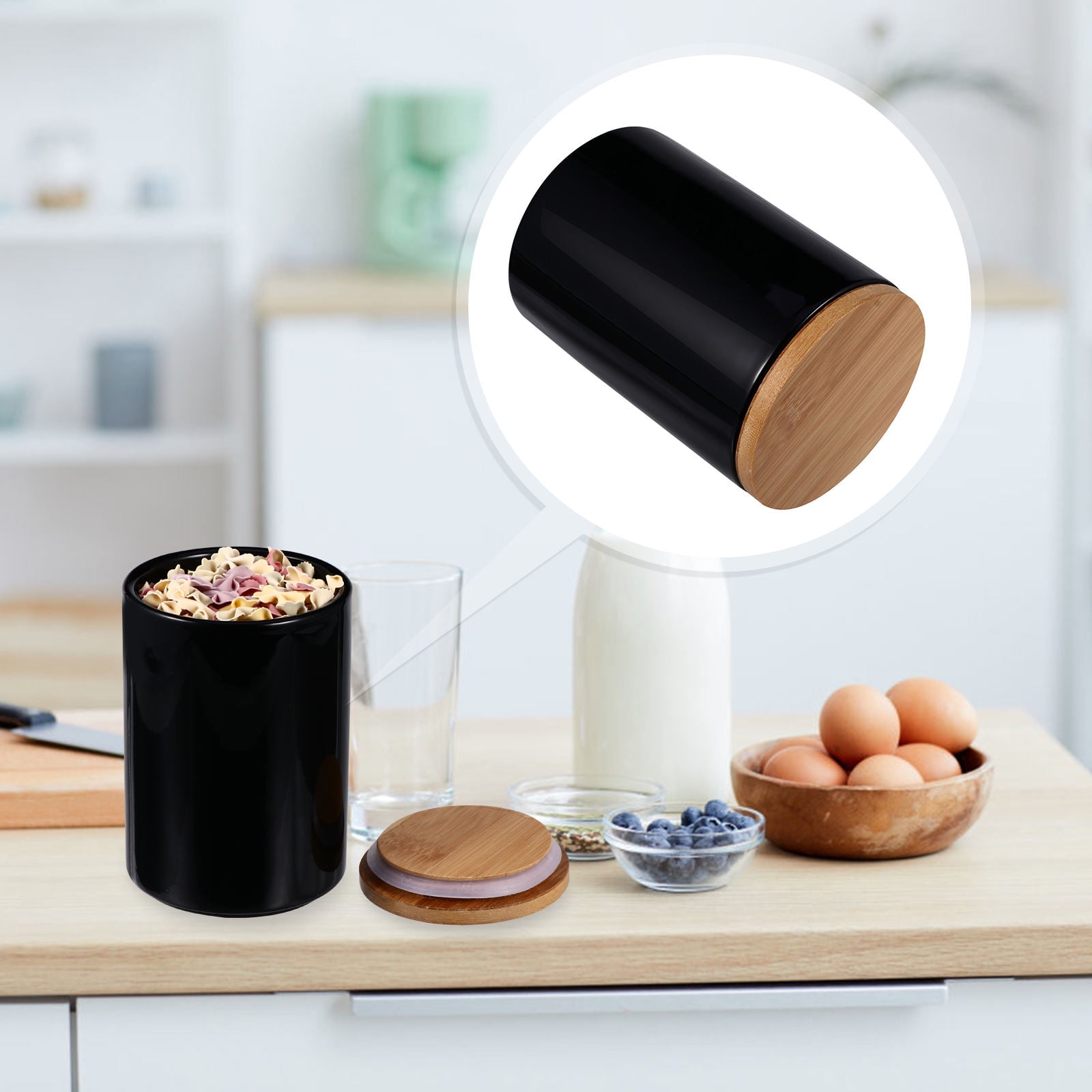 NIYANGLE Ceramic Storage Container 1Pcs 14.5X10X10CM Black For ...