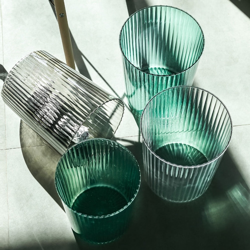 NIYANGLE Small Bathroom Trash Can Clear Waste Bucket Transparent Green ...