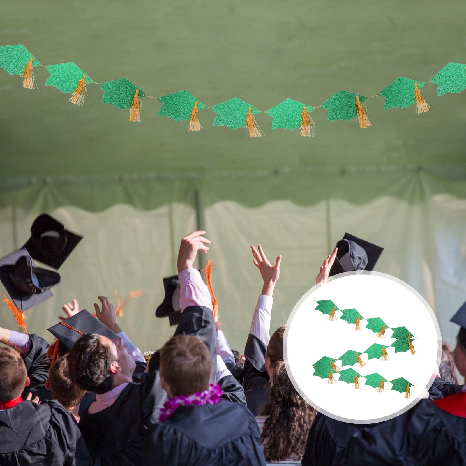 NIYANGLE Graduation Cap Garland Banner Seasonal Garland Decorations for ...