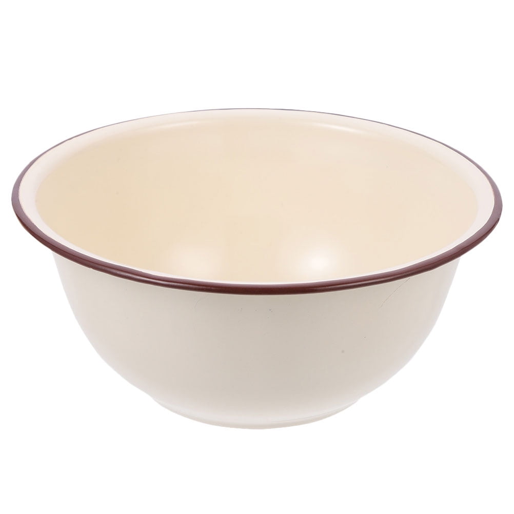NIYANGLE Noodle Bowls 1Pack Enamel 9.3x9.3x3. Beige Color for Cooking ...