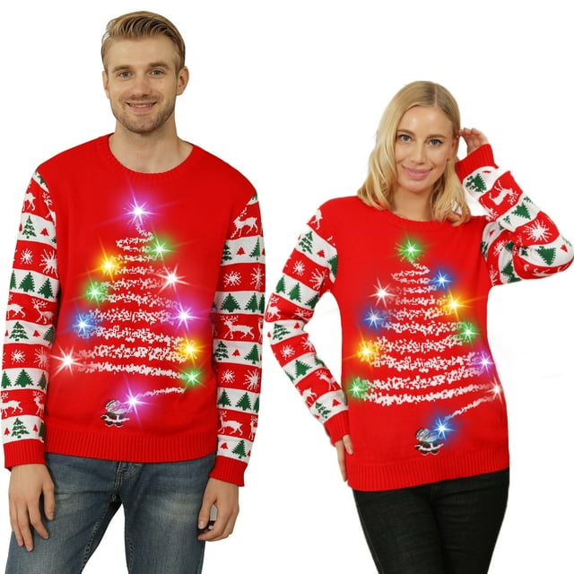 NIYPS LED Light Up Ugly Christmas Sweater for Men and Women, Unisex ...
