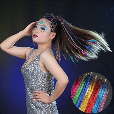 Powiller 24 Pcs Colorful Rainbow Hair Extensions for Kids, Braid-Ready ...