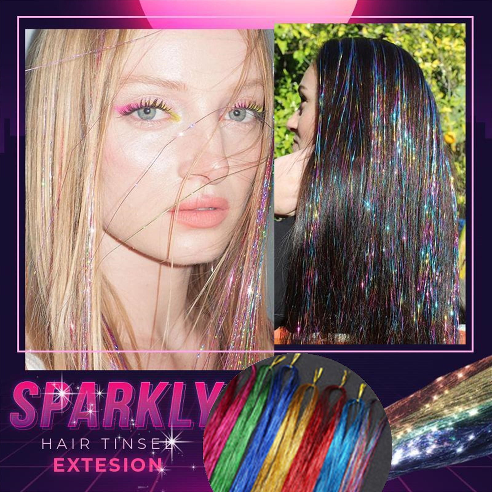 NIZELUK 16 Colors Super Flash Hair Extensions, Colorful Silk Hair for ...