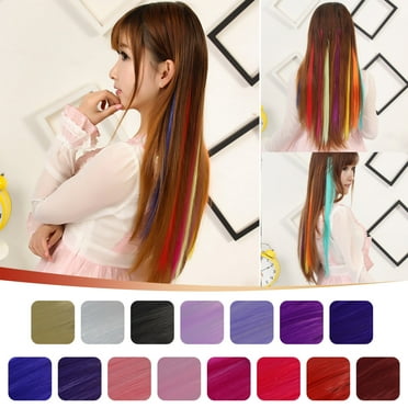 Powiller 24 Pcs Colorful Rainbow Hair Extensions for Kids, Braid-Ready ...