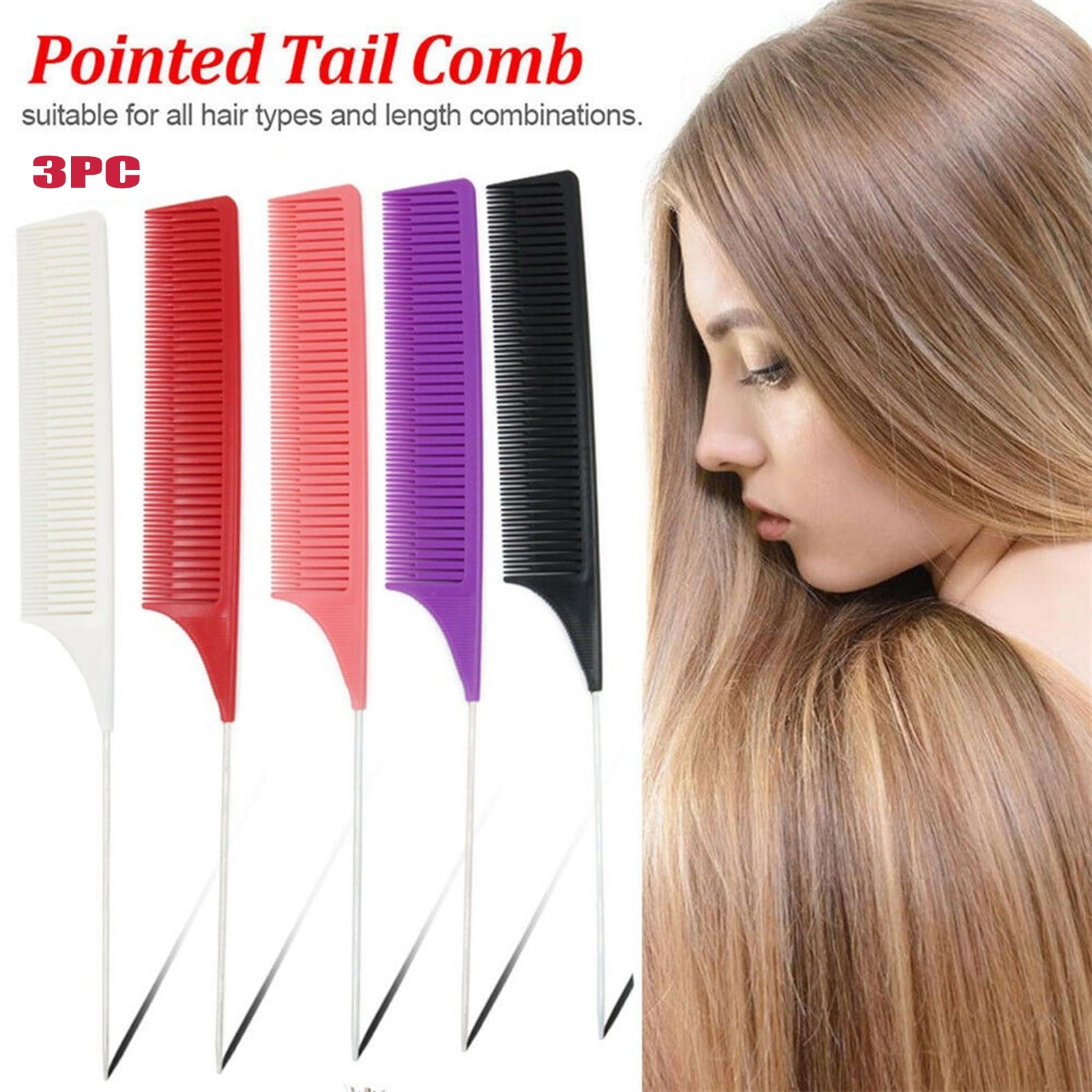 NIZELUK ABS Fine Sectioning Weave Highlighting Comb Set, 3PC Pin Tail ...