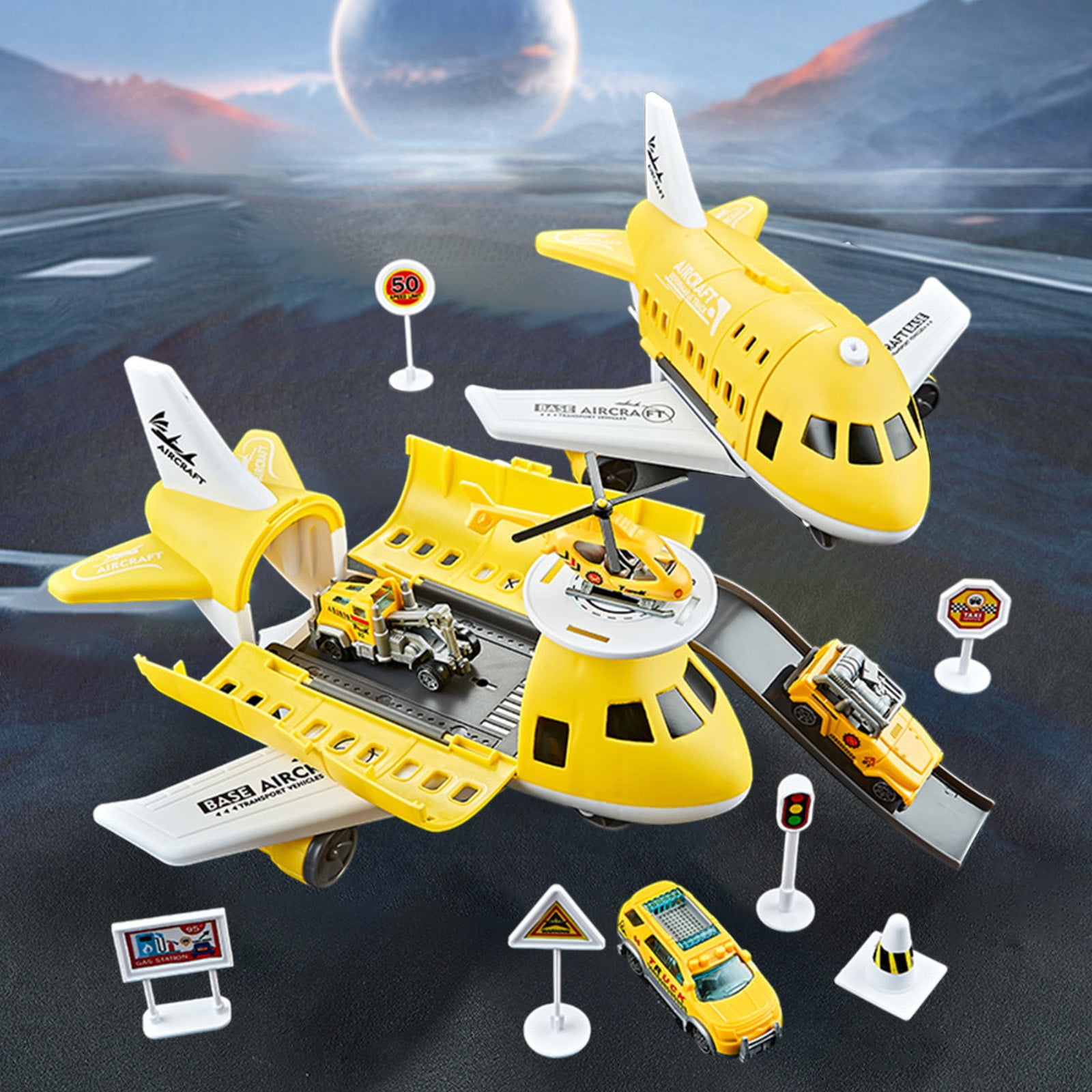 NIZELUK Aircraft Storage Track Car Playset, Airplane Model with ...
