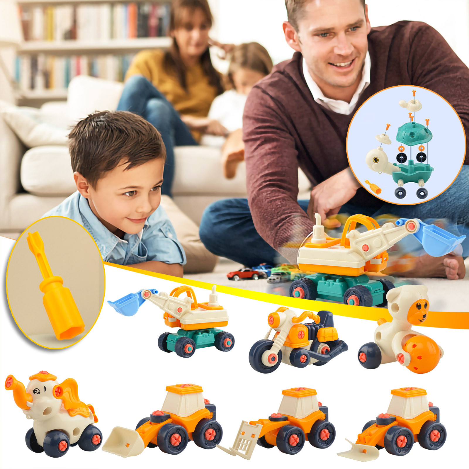 NIZELUK Children's Disassembly and Assembly Engineering Toy Car, DIY ...