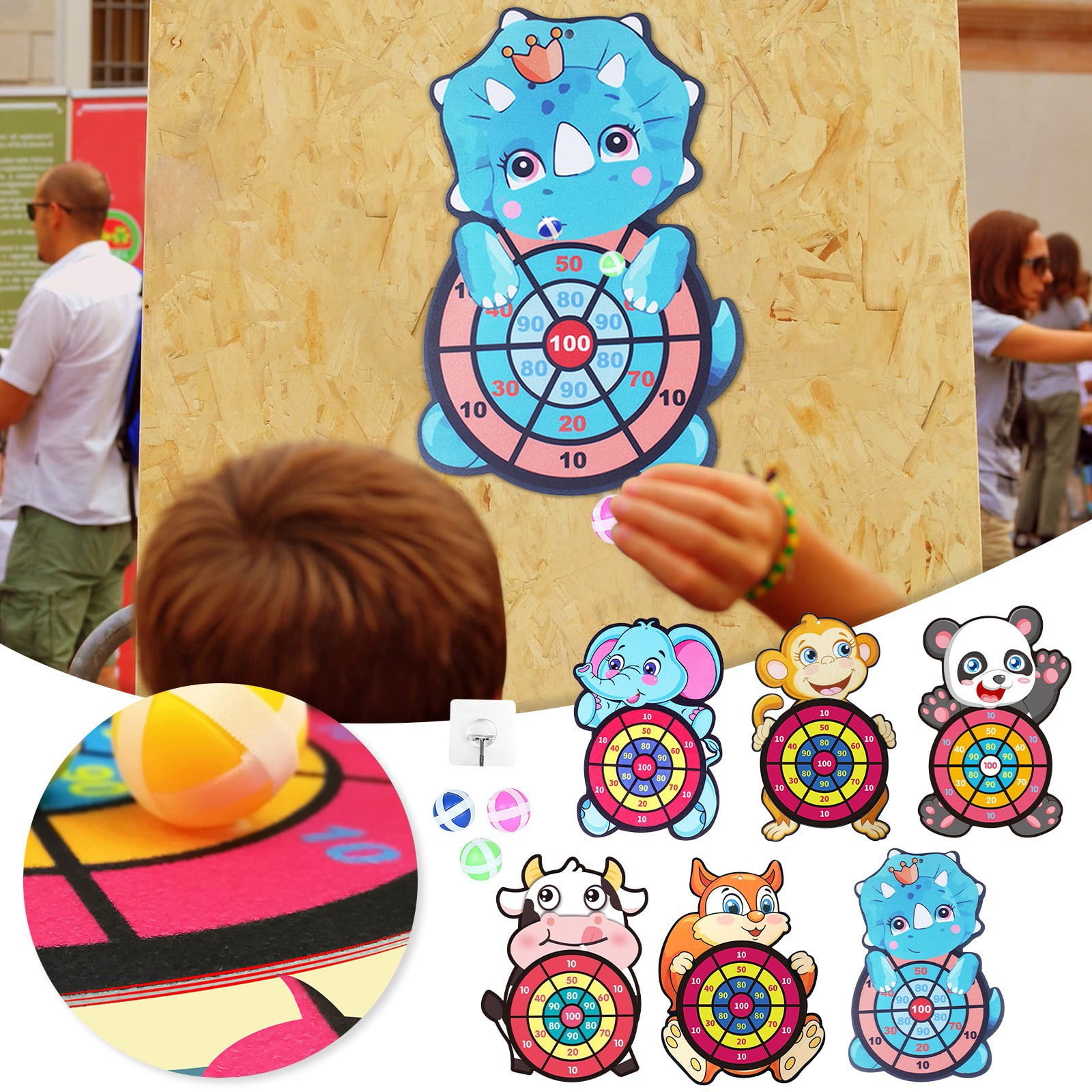 NIZELUK Children’s Sticky Dart Board with Self-Adhesive Disks, Fun ...