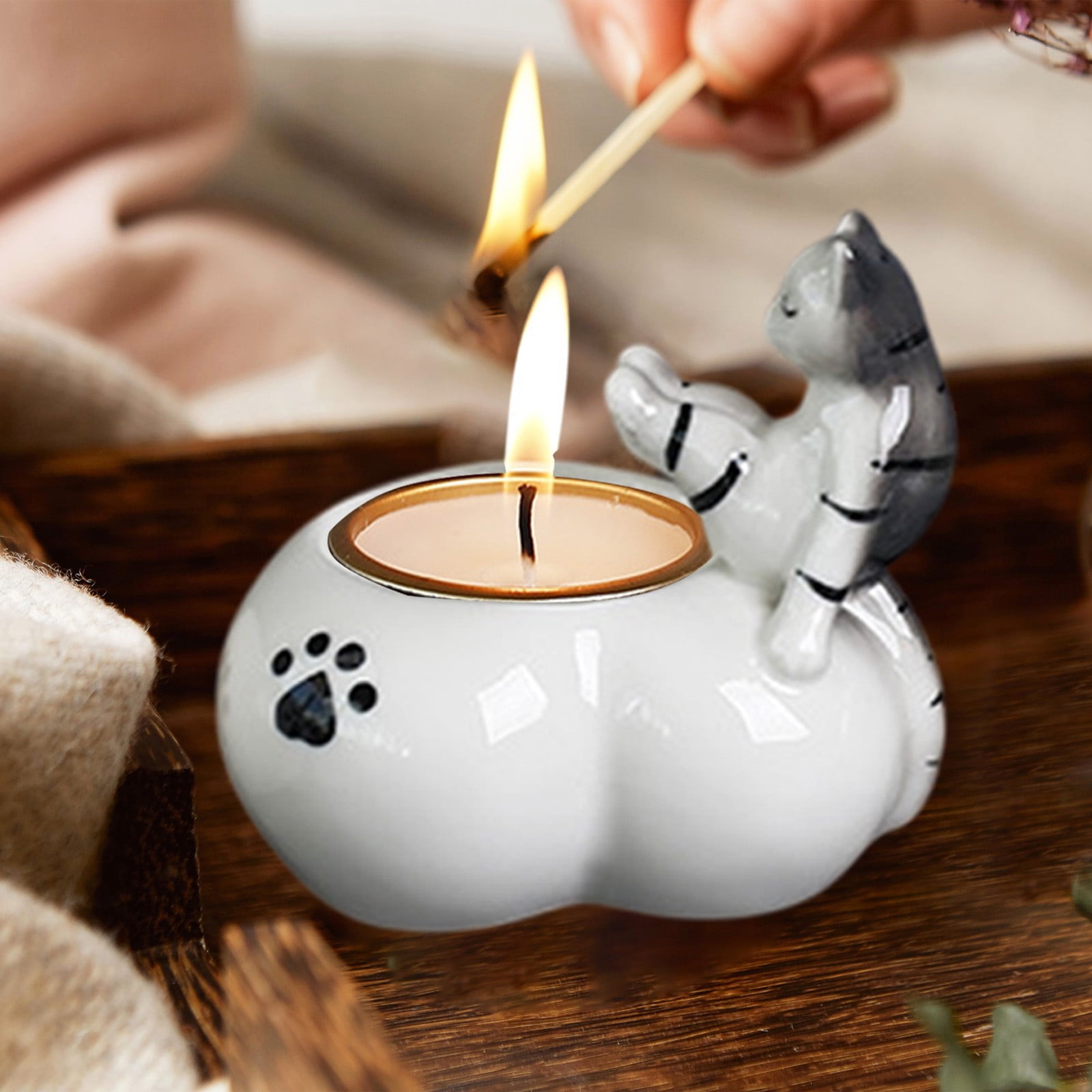 NIZELUK Clearance Creative Aromatherapy Candle Holder, Cute Cat Ceramic ...