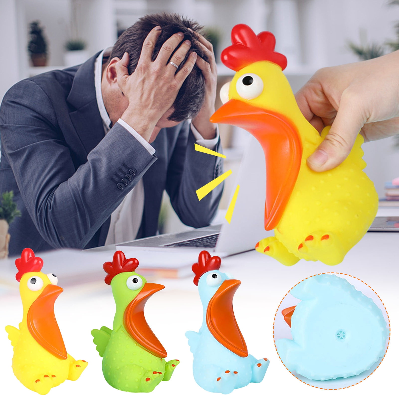 NIZELUK Decompression Shrinking Chicken Toy, Sound Venting Chicken ...