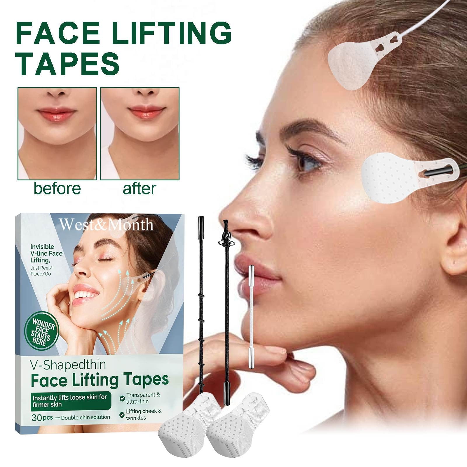 NIZELUK Face Lifting Tapes, Invisible Thin Facelift Stickers for ...