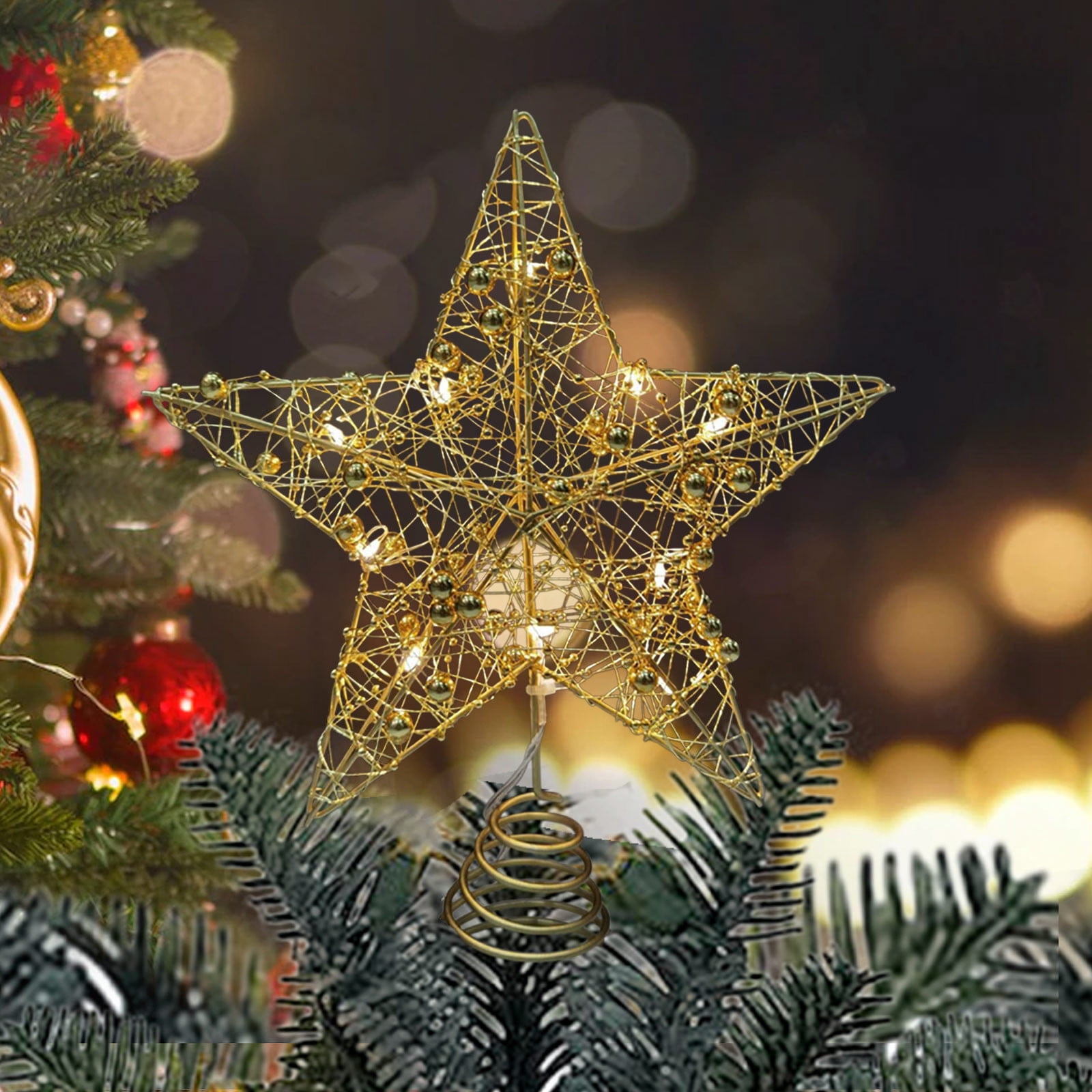 NIZELUK Five-Pointed Star Lamp, Iron Star Christmas Tree Topper ...