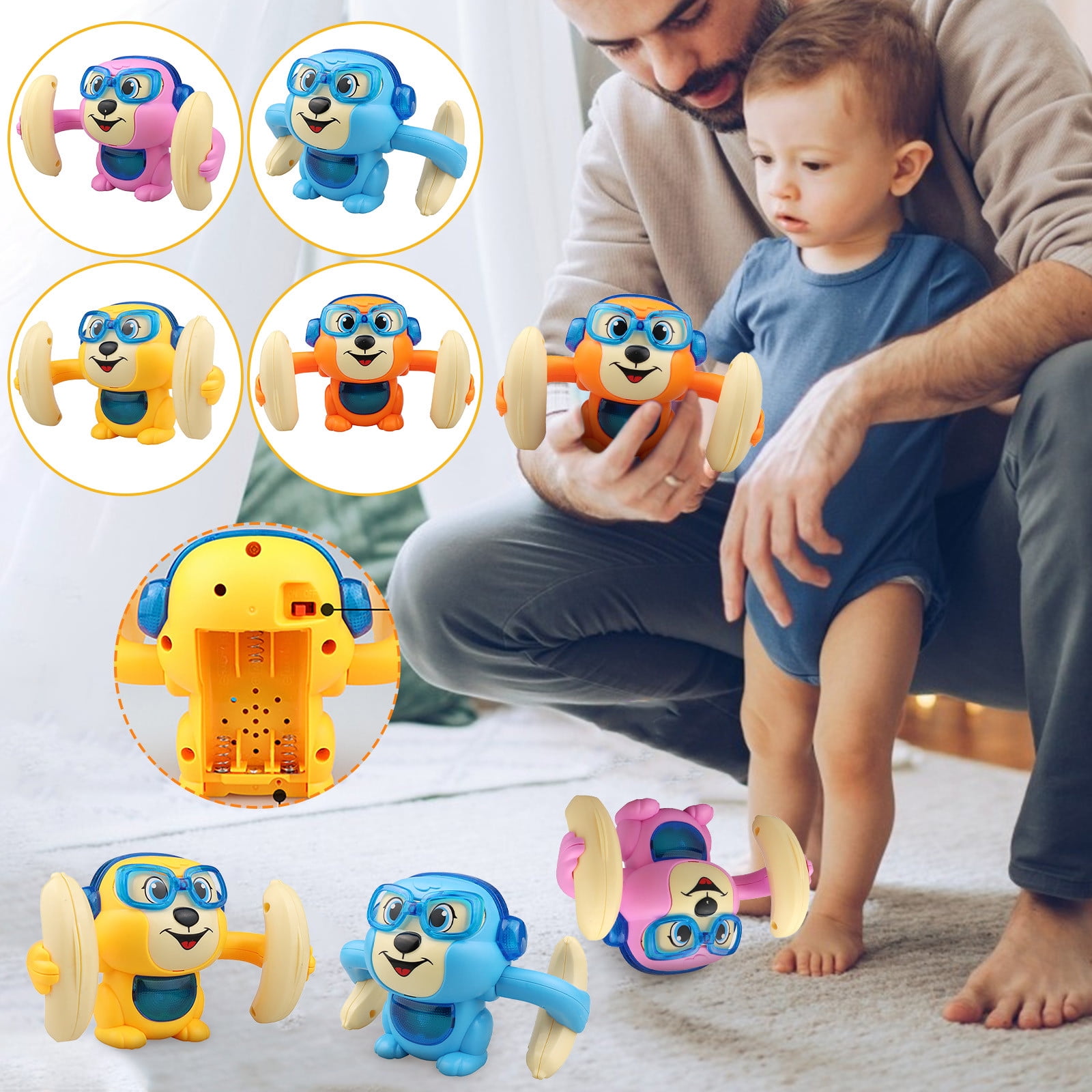 NIZELUK Flipping Dancing Toy Rolling Monkey, Voice Control Interactive ...