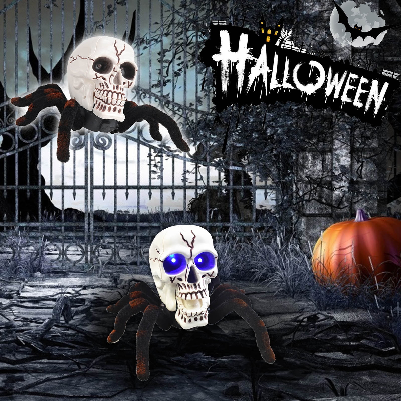 NIZELUK Halloween Remote Control Tricky Skull Spider Halloween RC ...