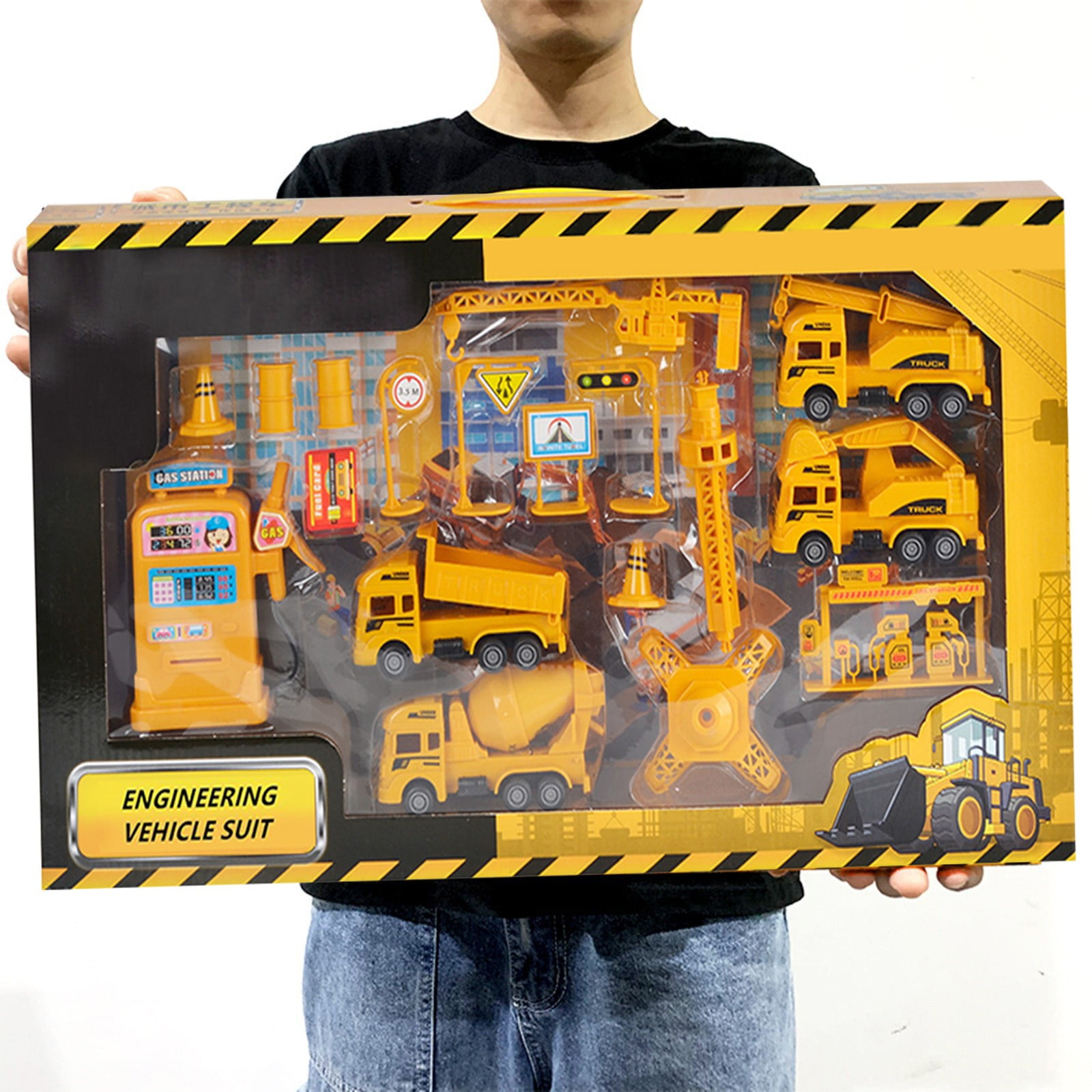 NIZELUK Kids Construction Vehicles Playset 16 Pcs Excavator, Dump Truck ...
