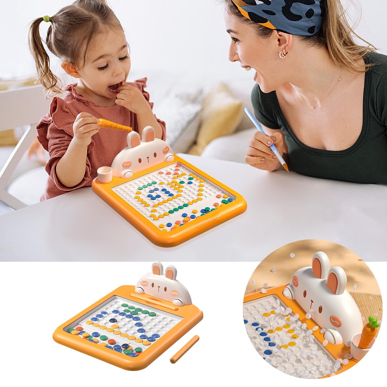 NIZELUK Magnetic Dots Drawing Board for Kids Magnetic Pen and Beads Art ...