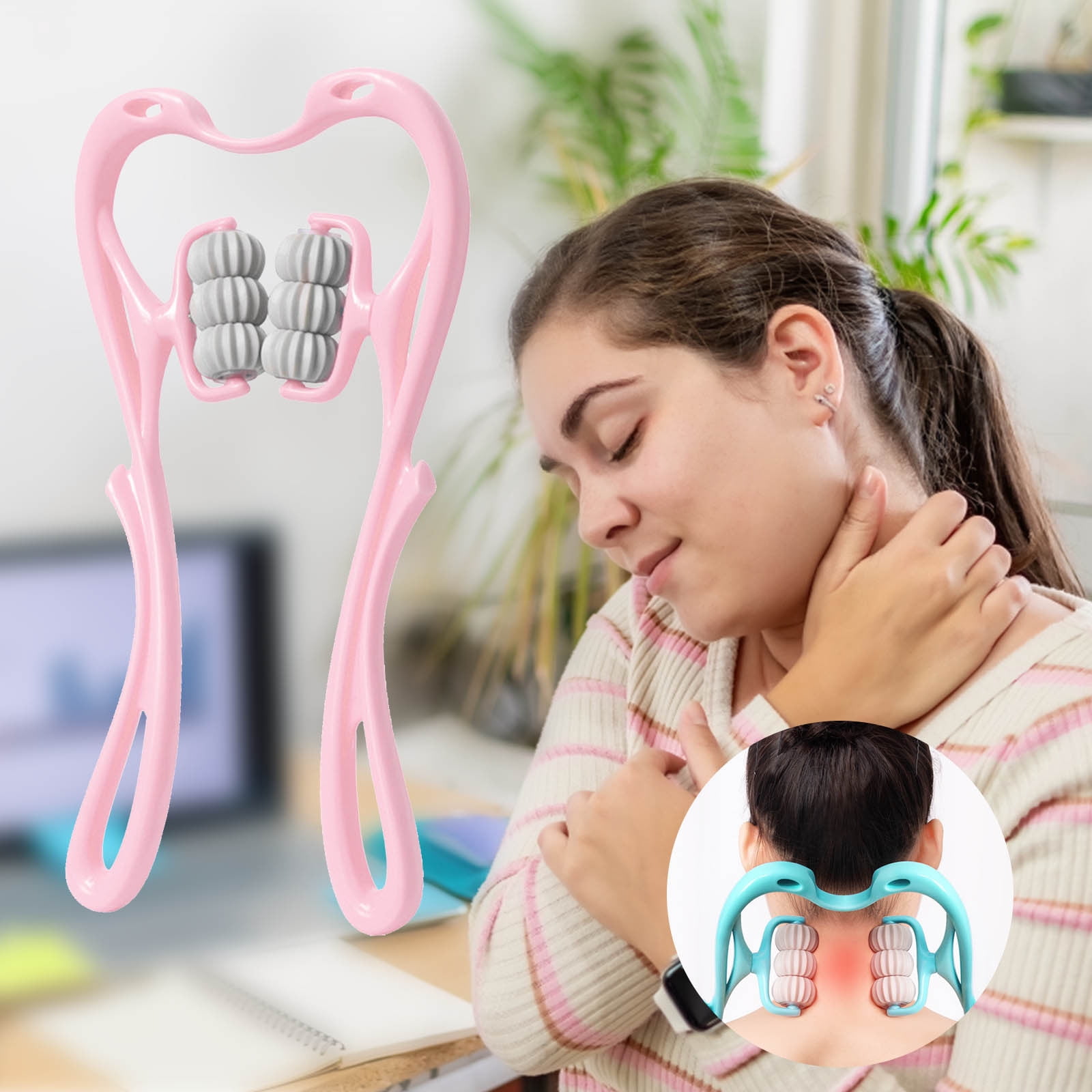 NIZELUK Manual Cervical Spine Massage Tool Six-Wheel Neck Kneading ...