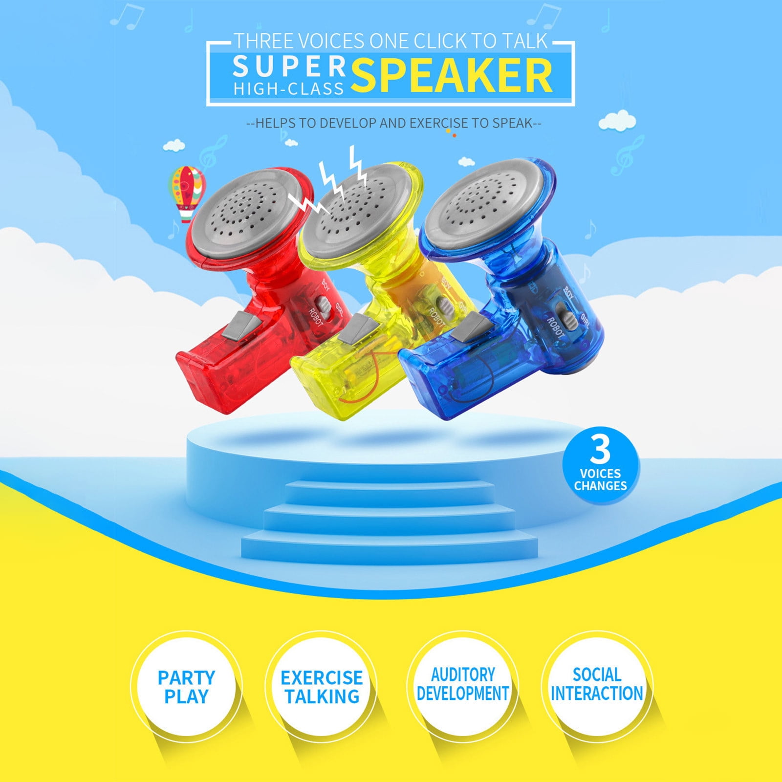 NIZELUK Mini Multi-Frequency Voice Changer Speaker, Funny Walkie Talkie ...