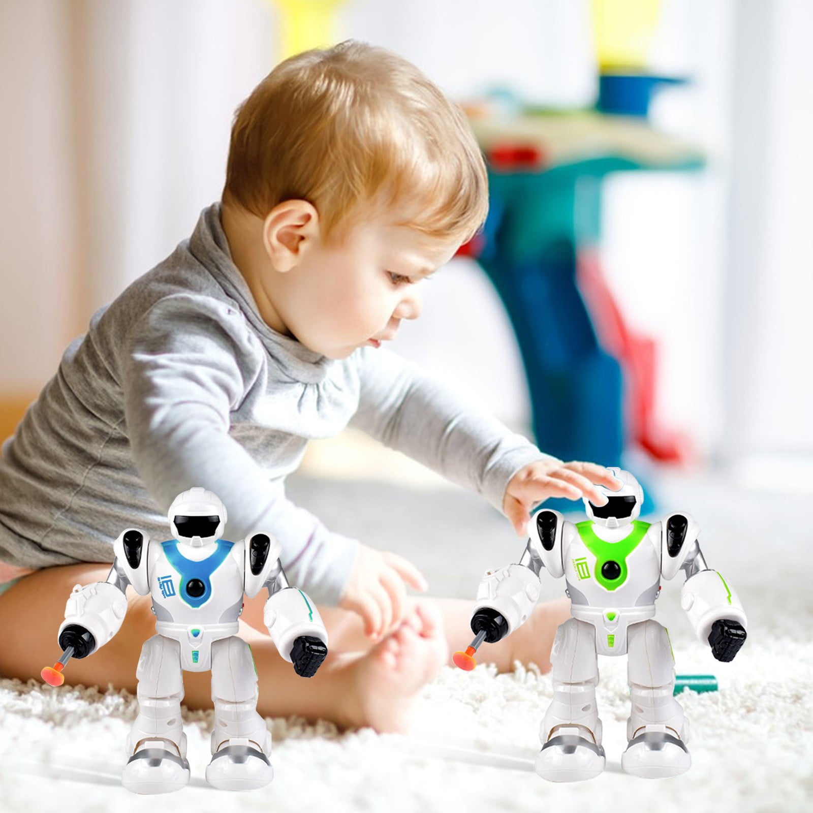 NIZELUK Space Fighter Robot Toy, Manual Launching Sucker Soft Walking ...