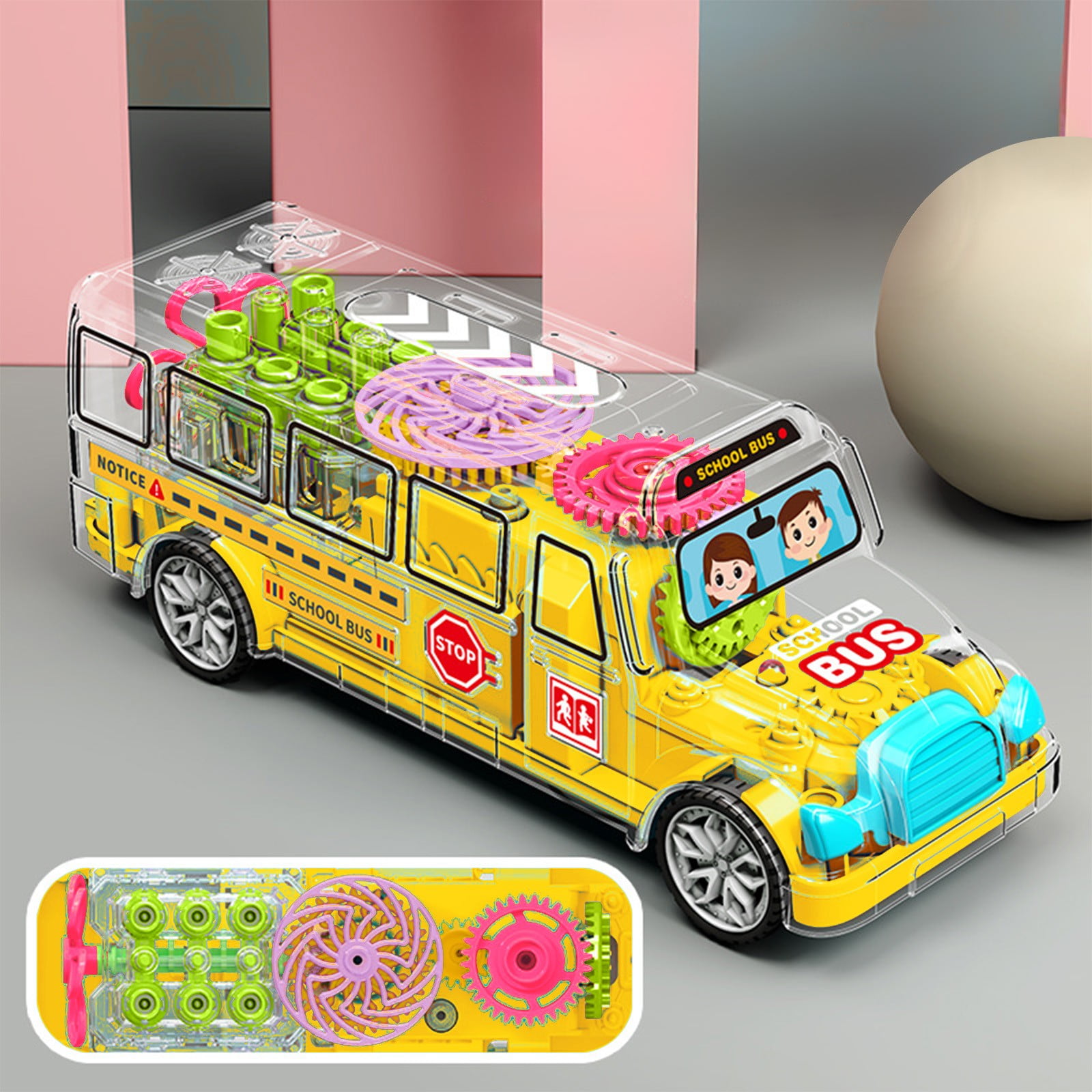 NIZELUK Transparent Concept Car Electric Toy Bus, Universal Rotating ...