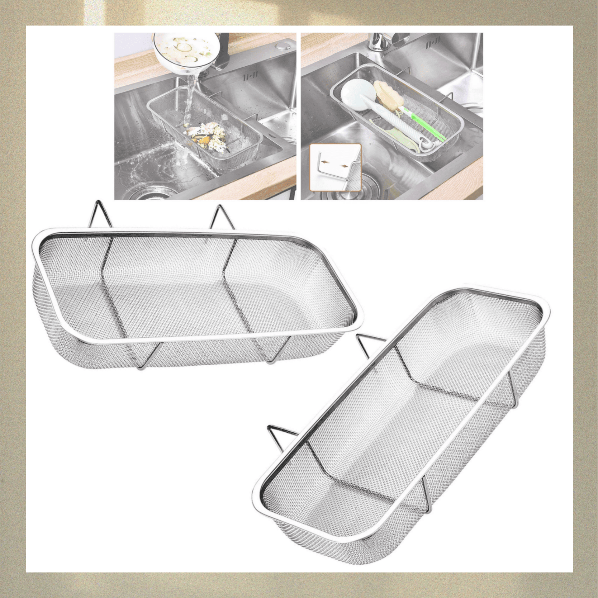 NIZEMNAN 1/2 Pcs Over The Sink Strainer, Basket Strainers and Colanders for Kitchen, Over The ...